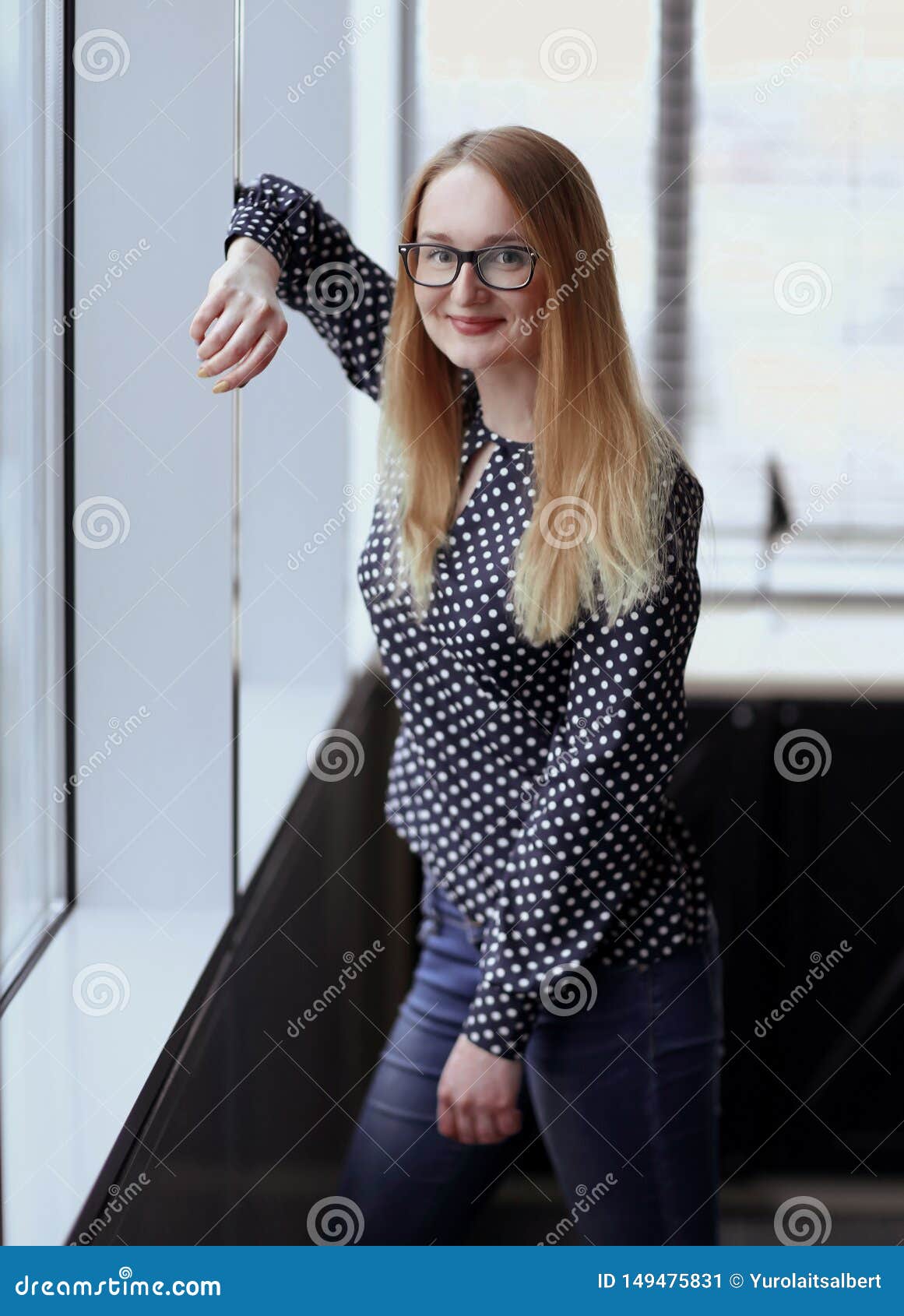 Business Woman Standing Near Window In Office Stock Image Image Of