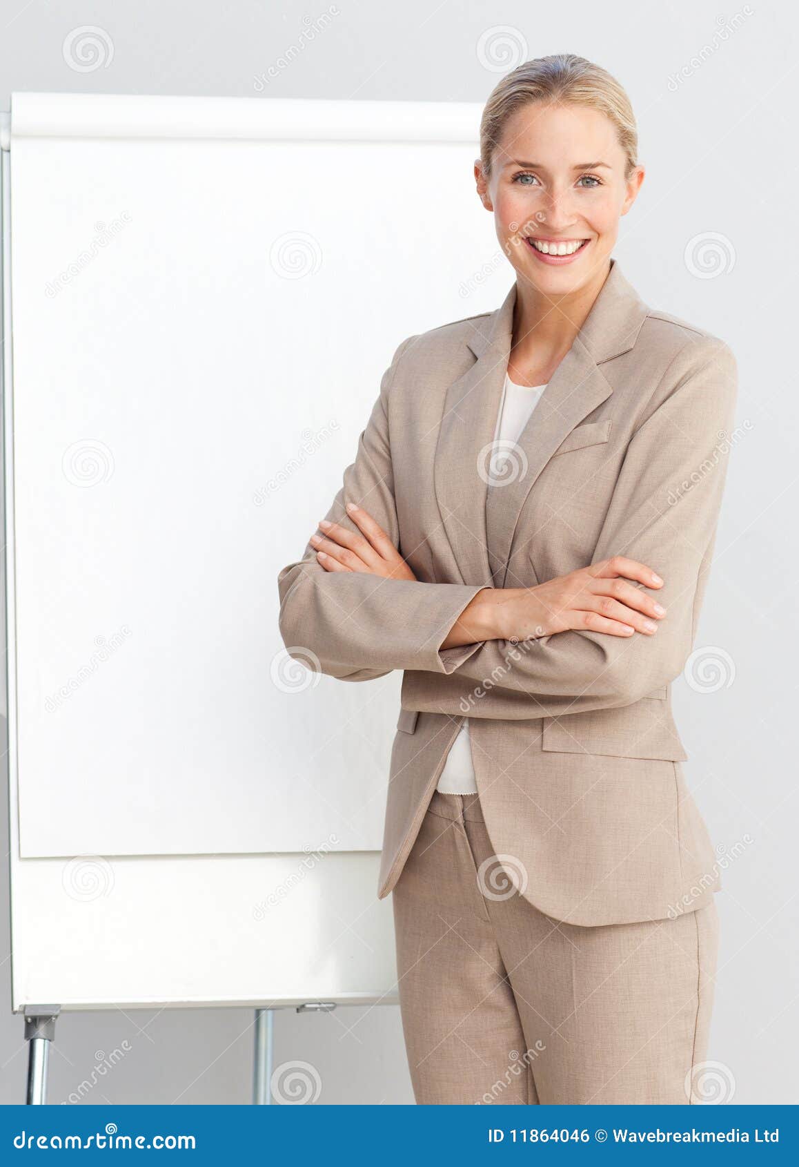 Business Woman Standing at a Presentation Board Stock Photo - Image of ...