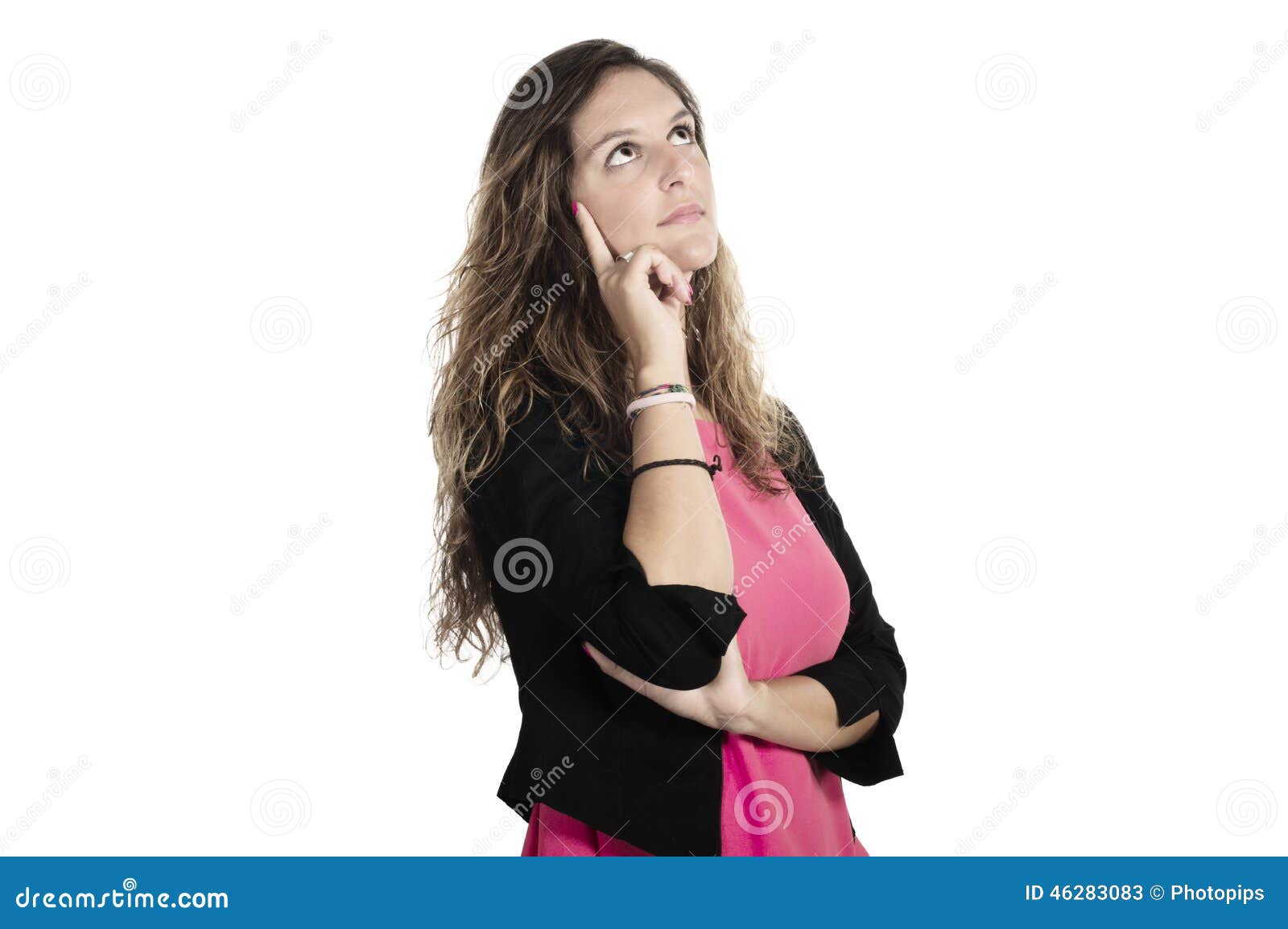 Business Woman Standing Thinking Stock Image - Image of beautiful ...