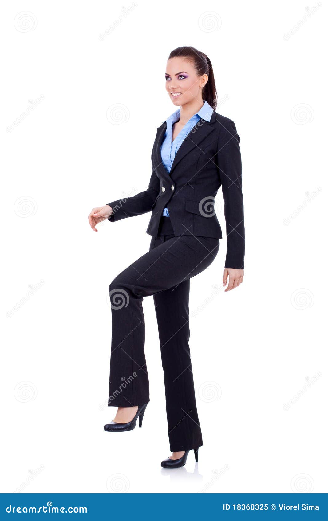 Business Woman Stepping On Imaginary Step Stock Image - Image: 18360325