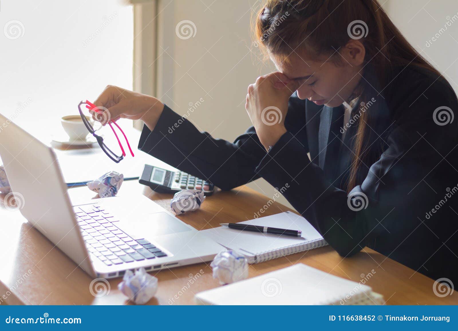 Business Woman Stressed while Working on a Computer. Stock Photo ...