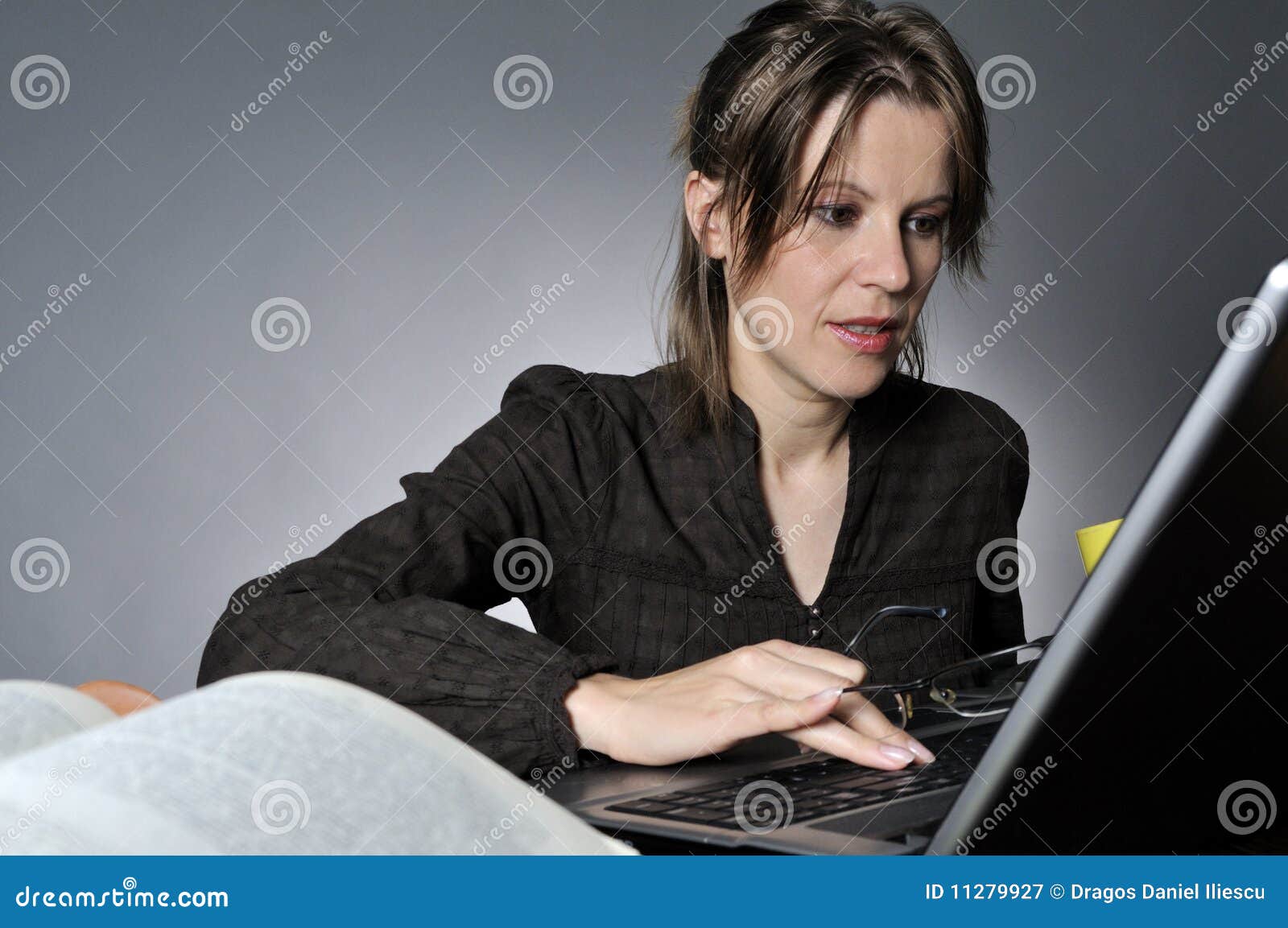 Business woman studying stock image. Image of documents - 11279927