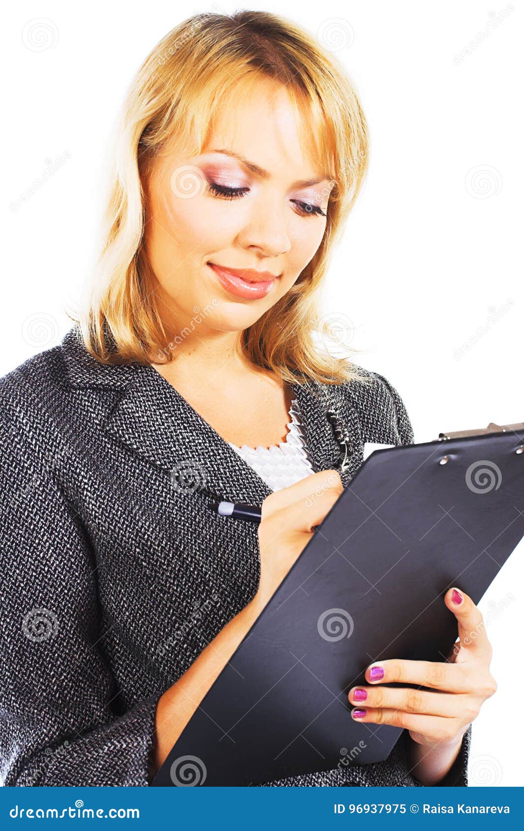 Business Woman Taking Notes Stock Image - Image of folder, notes: 96937975