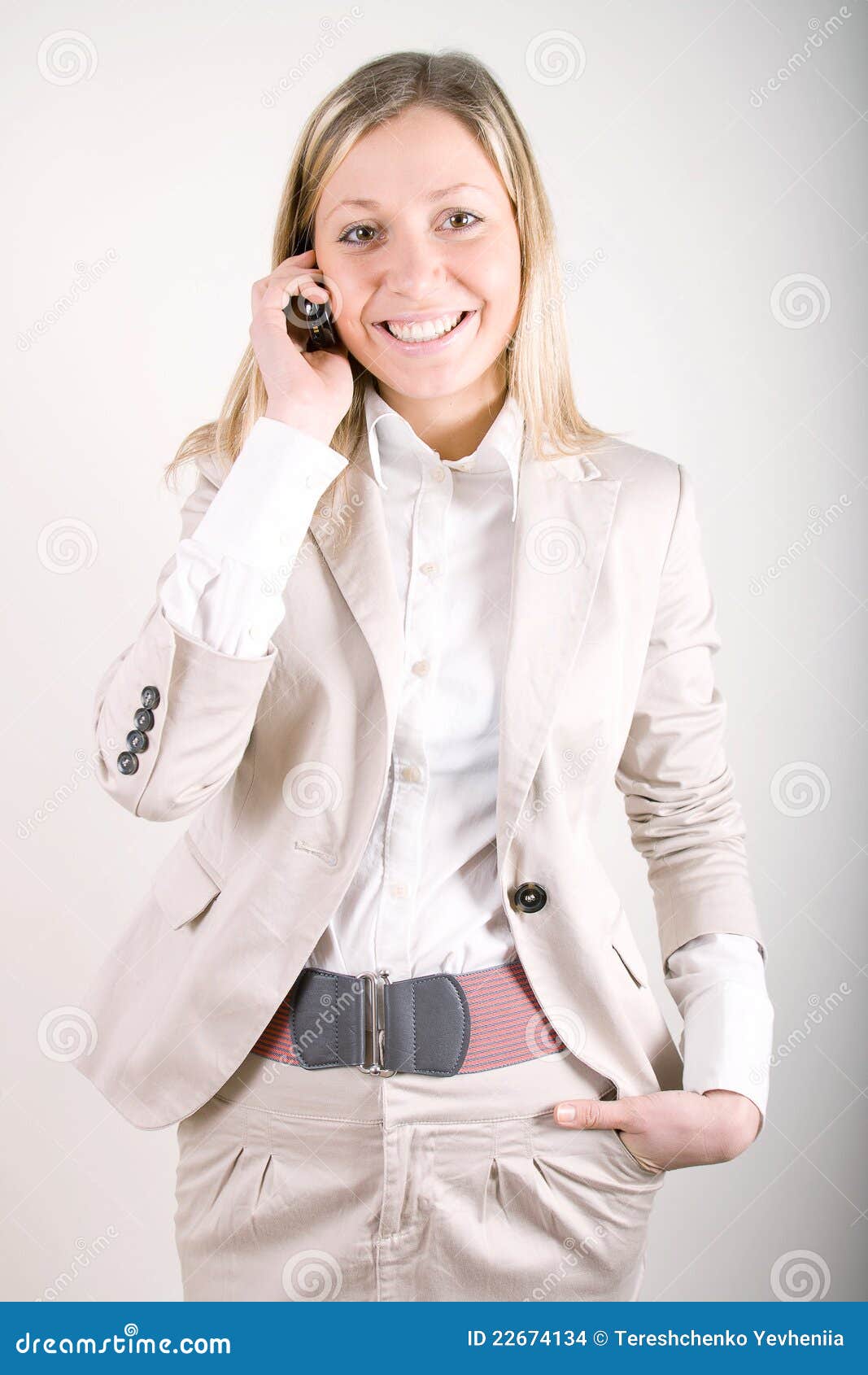 Business Woman Talking on Cell Phone Stock Photo - Image of grinning ...