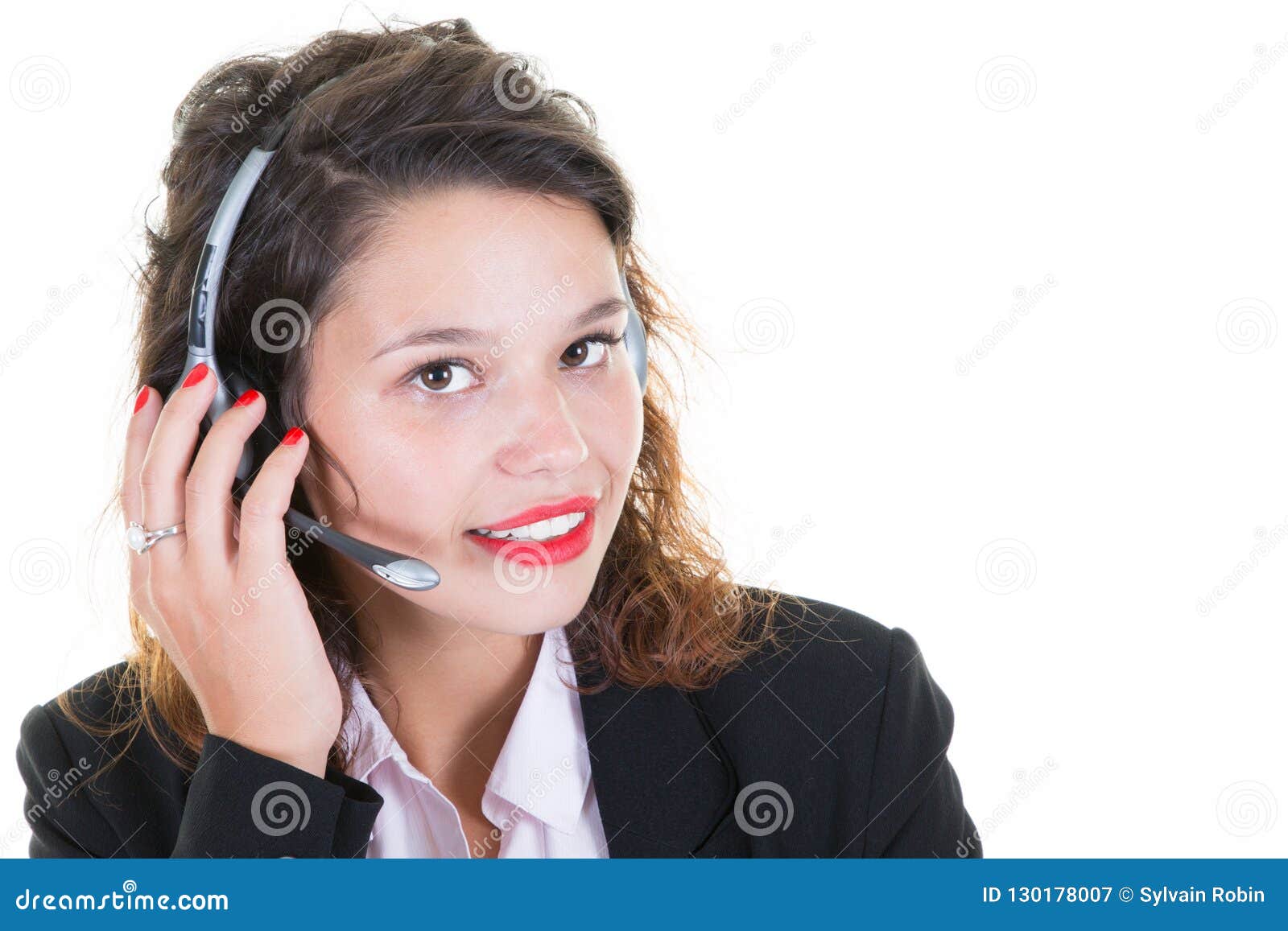 Business Woman Talking on Headset Call Center Operator Stock Image ...