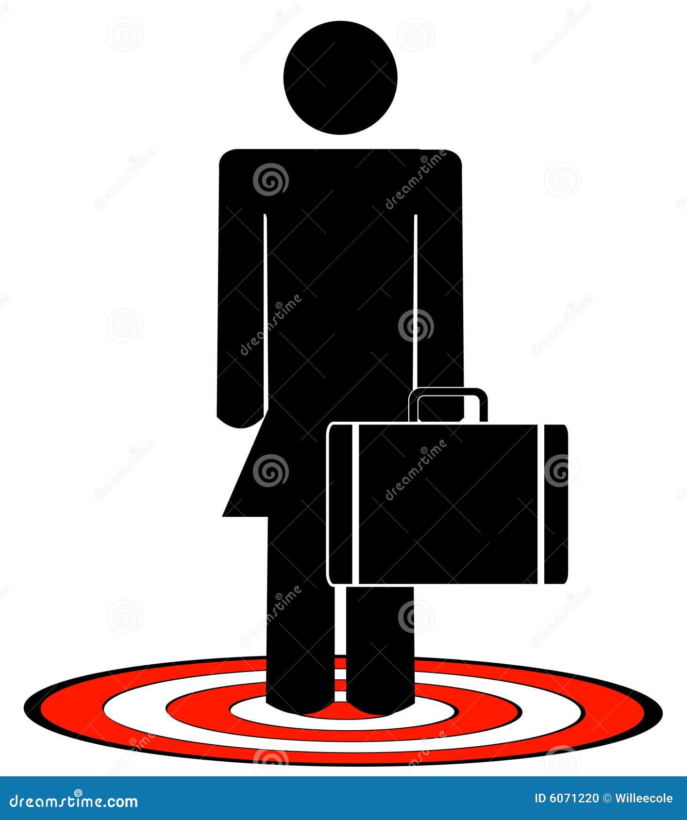 Business woman on target stock vector. Illustration of hold - 6071220
