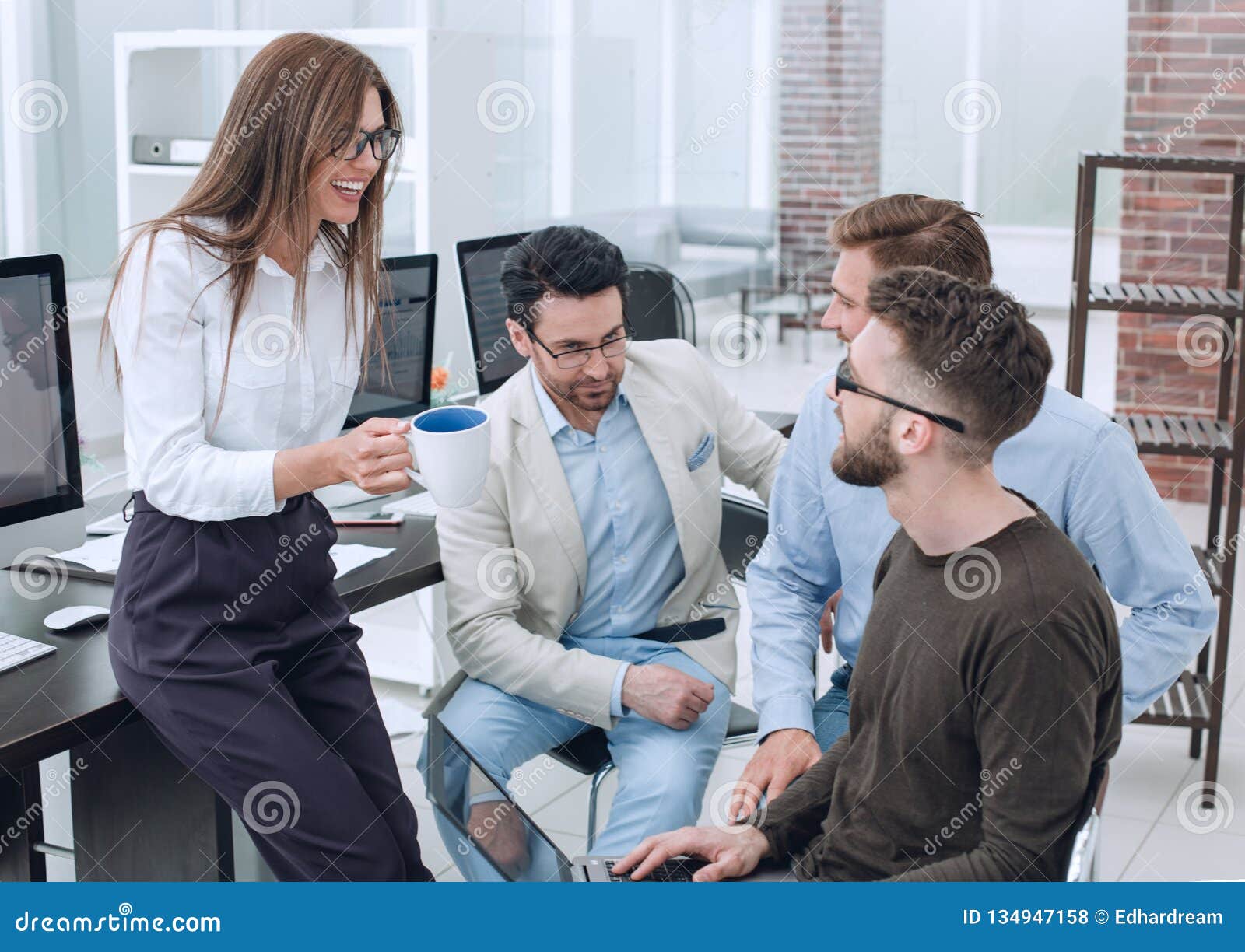 Business Woman and Business Team Talking during Work Break Stock Photo ...