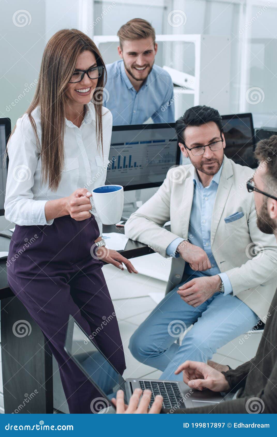 Business Woman and Business Team Talking during Work Break Stock Image ...