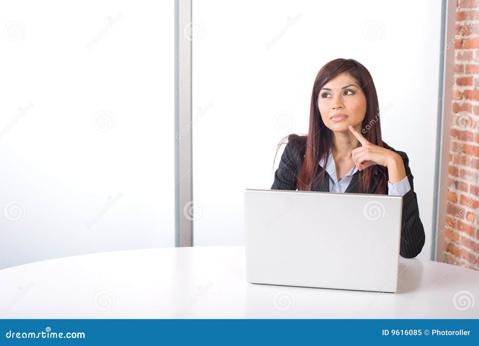 Business woman thinking stock image. Image of girl, isolated - 9616085
