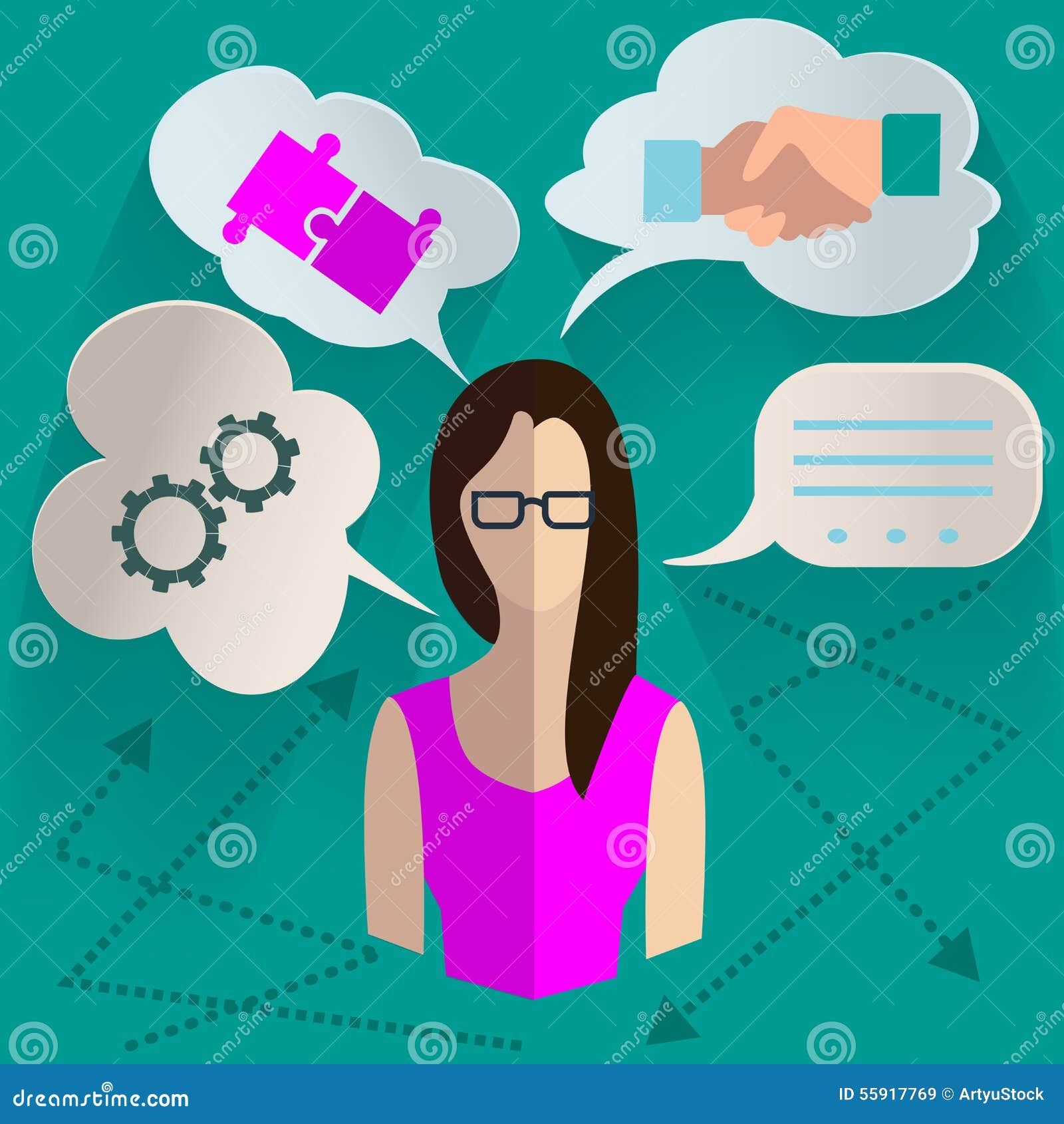 Business Woman Thinking Infographics Stock Vector - Illustration of ...