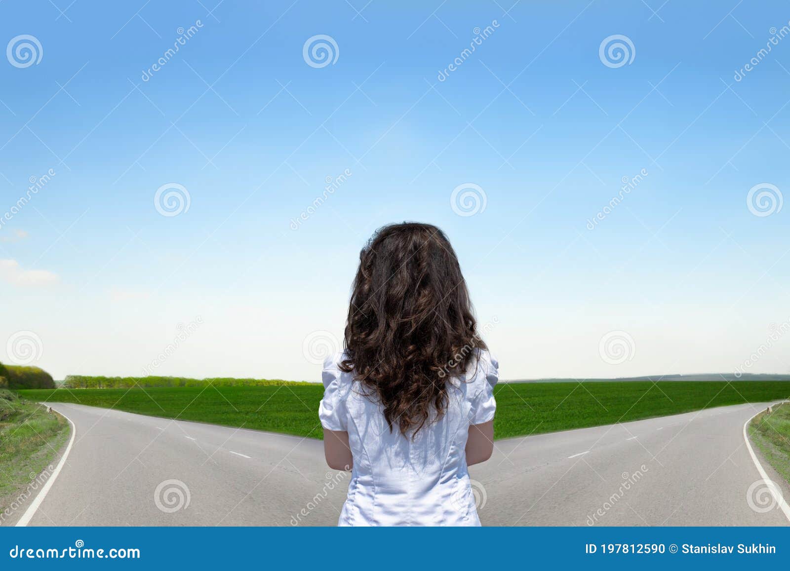 A Business Woman Thinking Which Way To Choose.the Concept of the ...