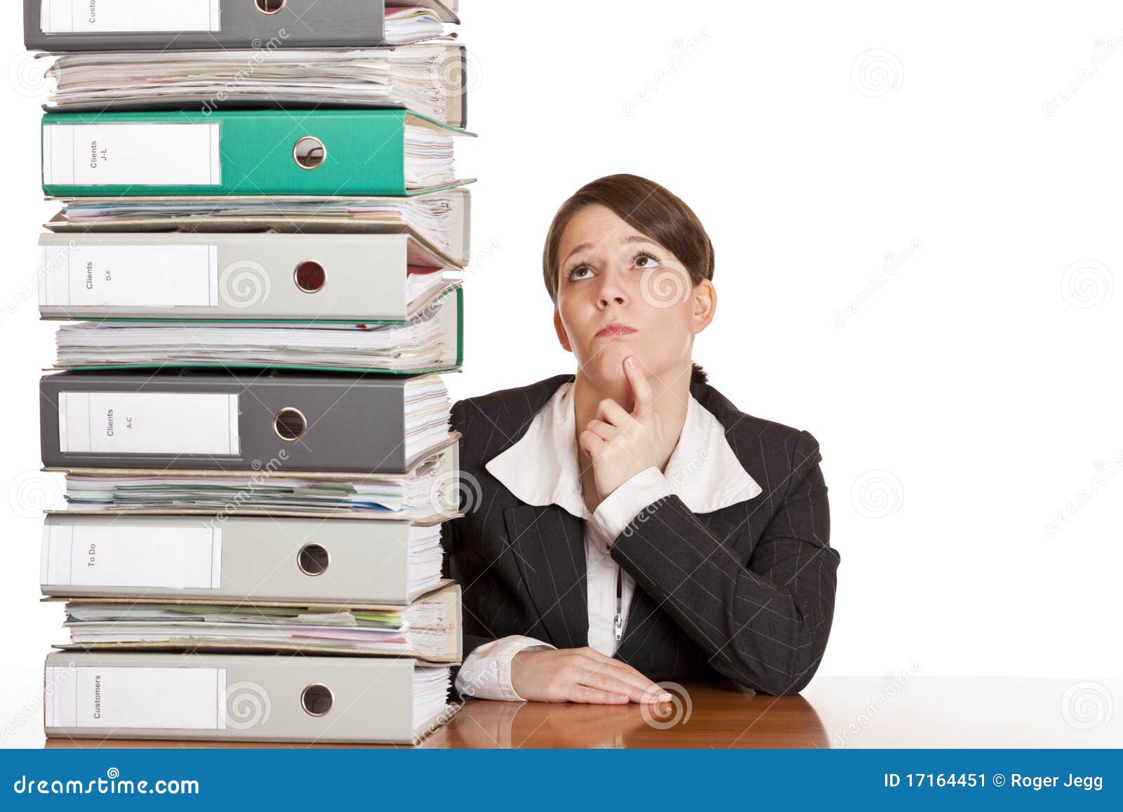 Business Woman Thinks about Solving Problems Stock Image - Image of ...
