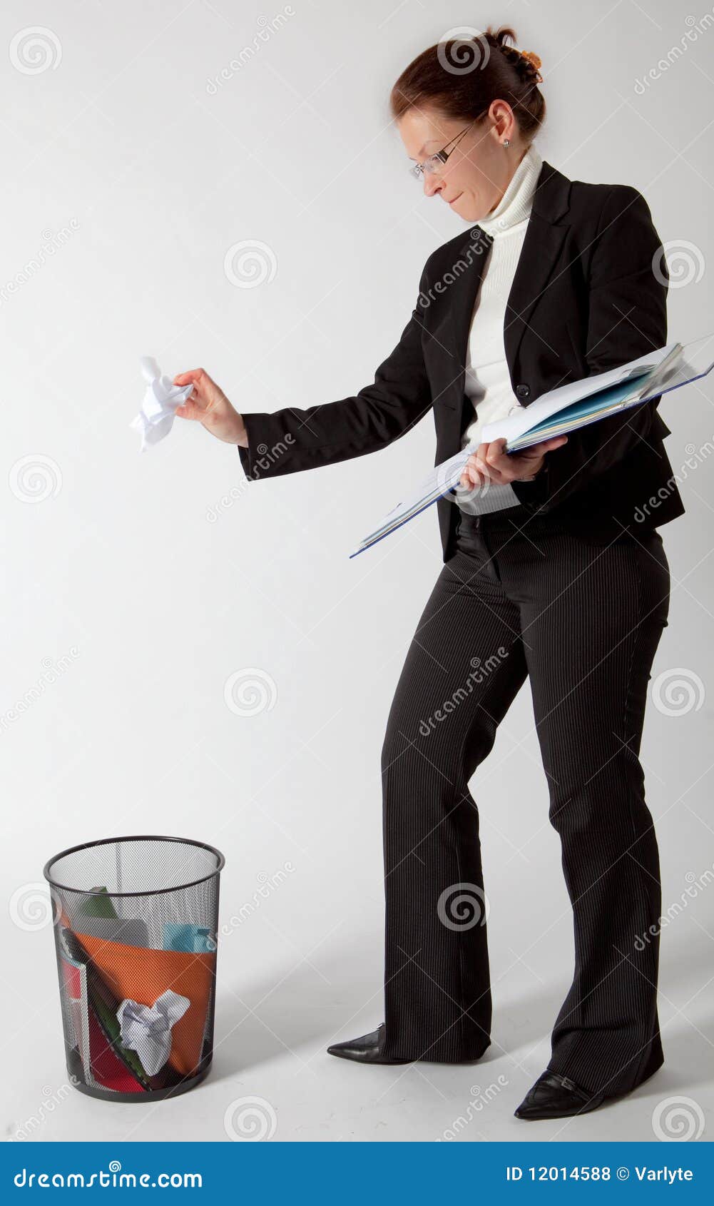 Business Woman Throwing Papers Stock Photo - Image of folder ...