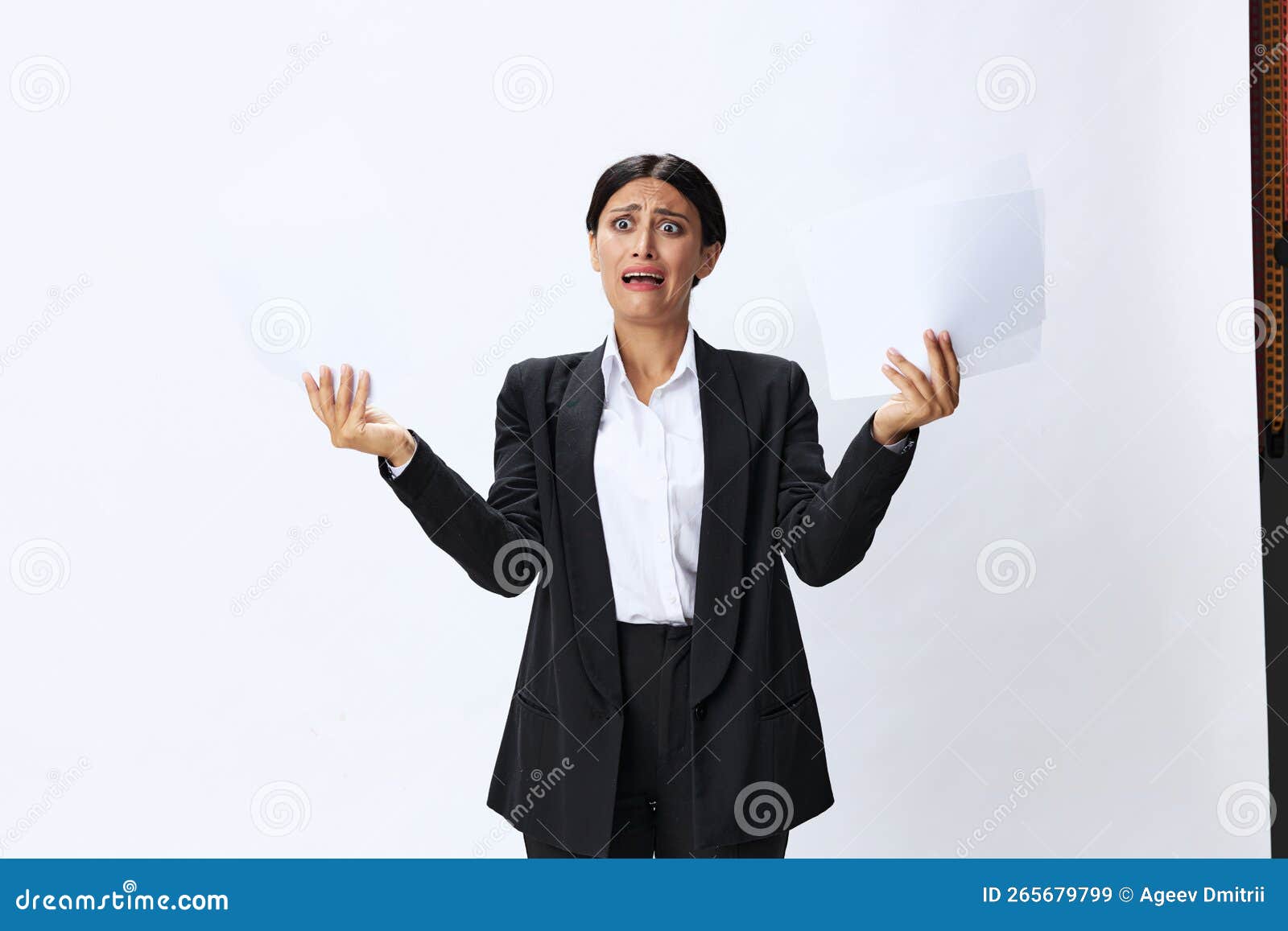 Business Woman Throwing Papers Documents in Black Business Suit Showing ... Business Woman Throwing Papers Documents in Black Business Suit Showing ...
