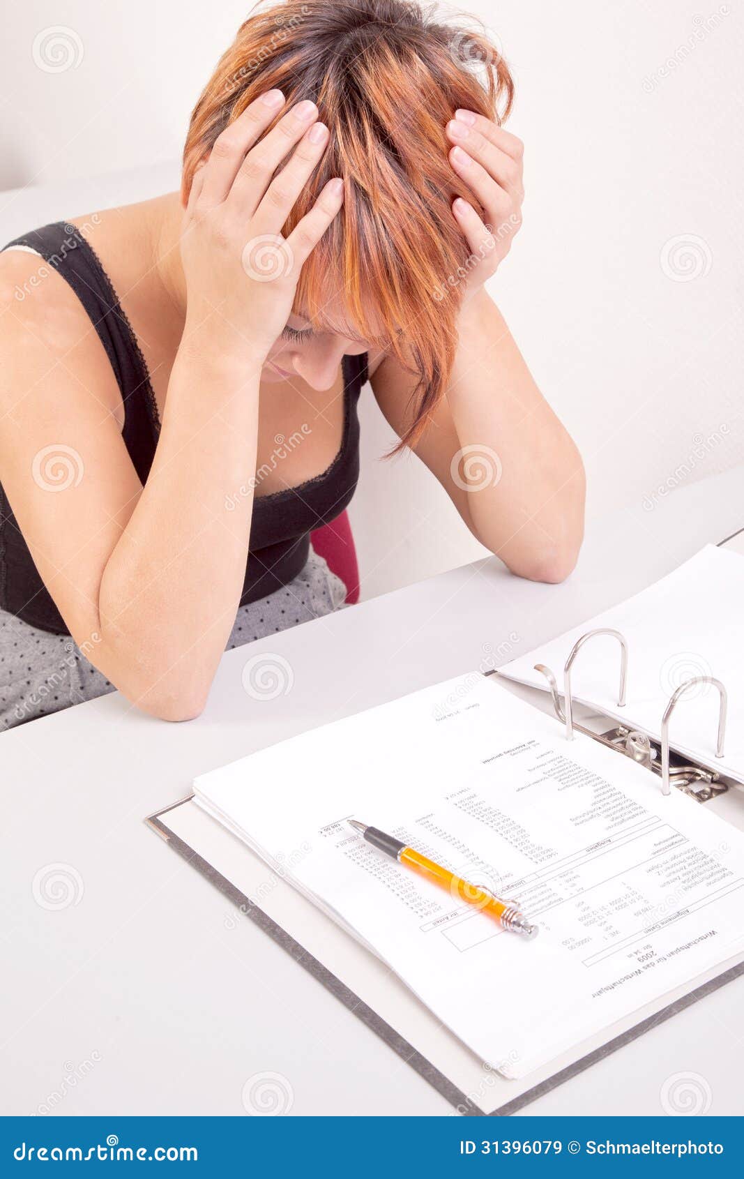 Business Woman Tired and Frustrated Stock Image - Image of work, desk ...