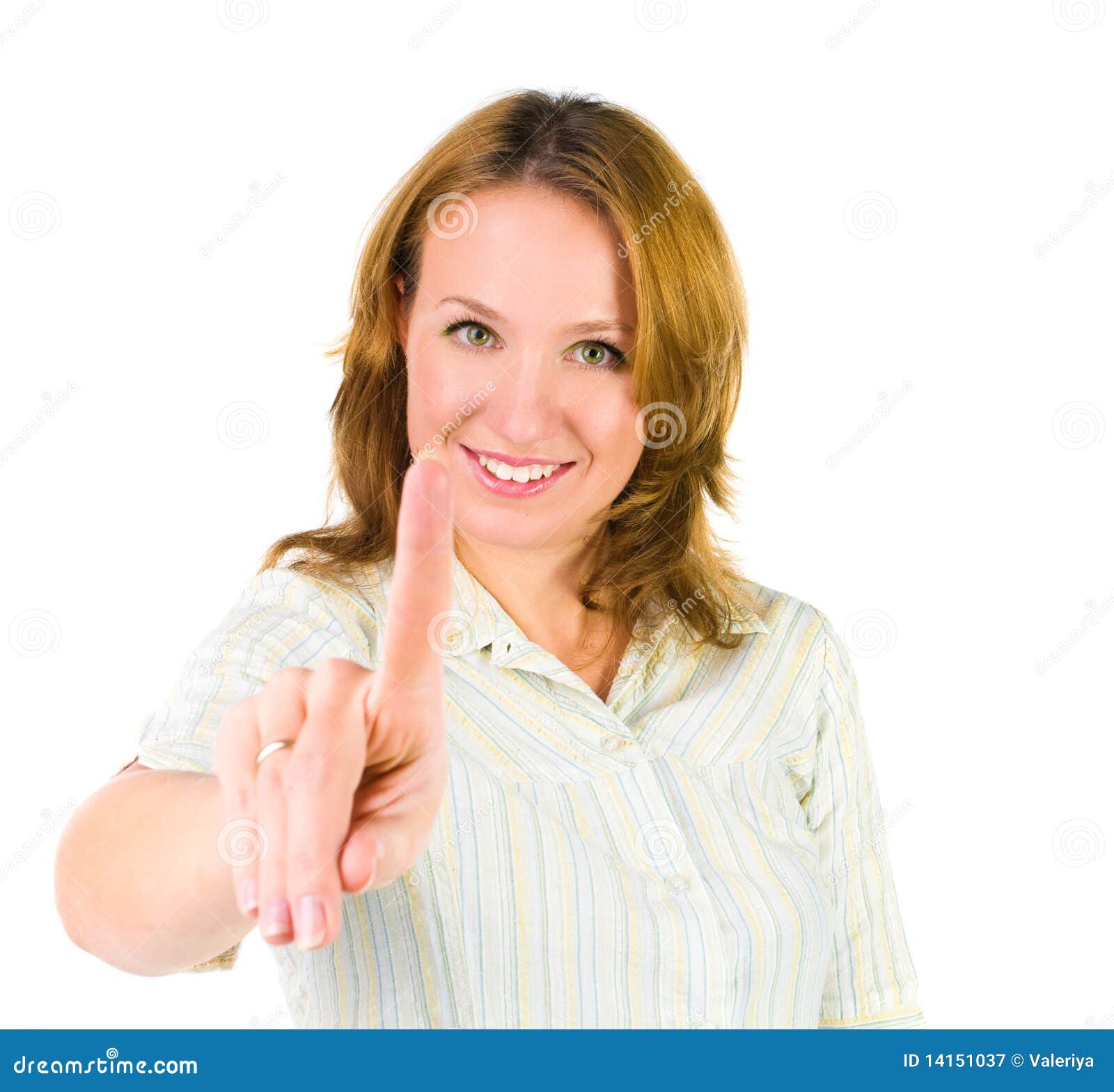 Business Woman Touching The Screen With Her Finger Stock Image - Image ...