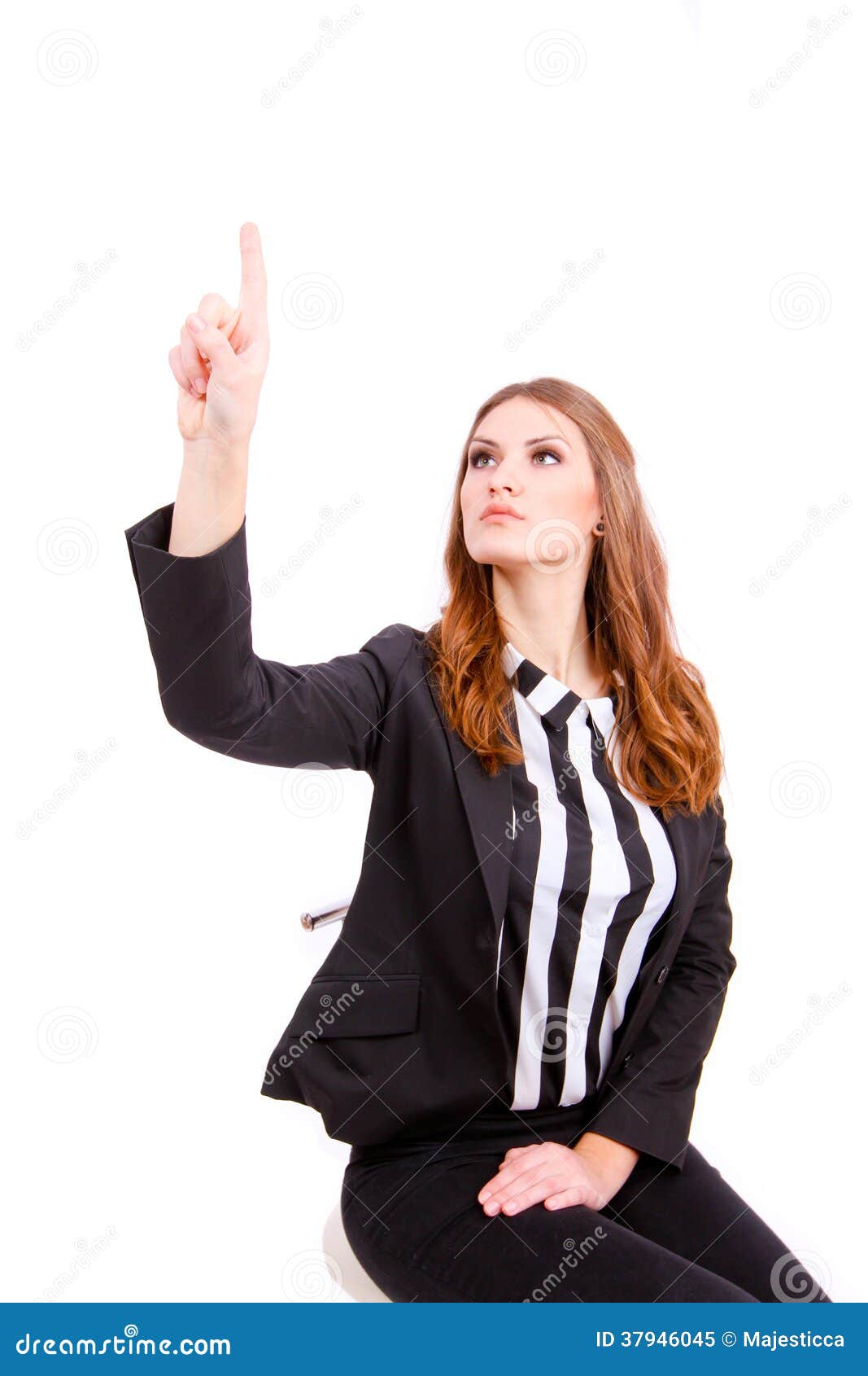 Business Woman Touching Virtual Screen Stock Image - Image of growth ...