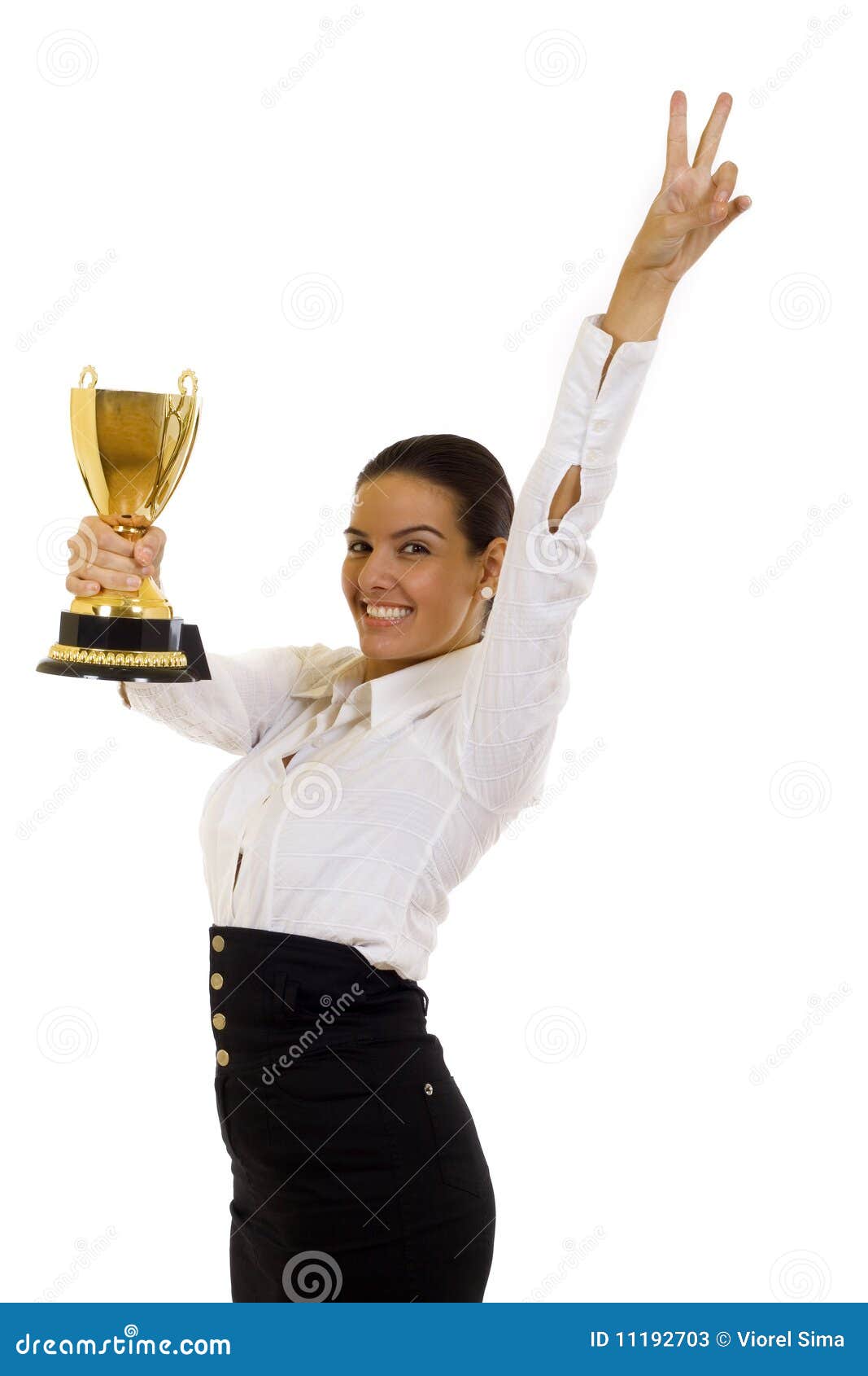 Business Woman With Trophy Award Stock Photos - Image: 11192703