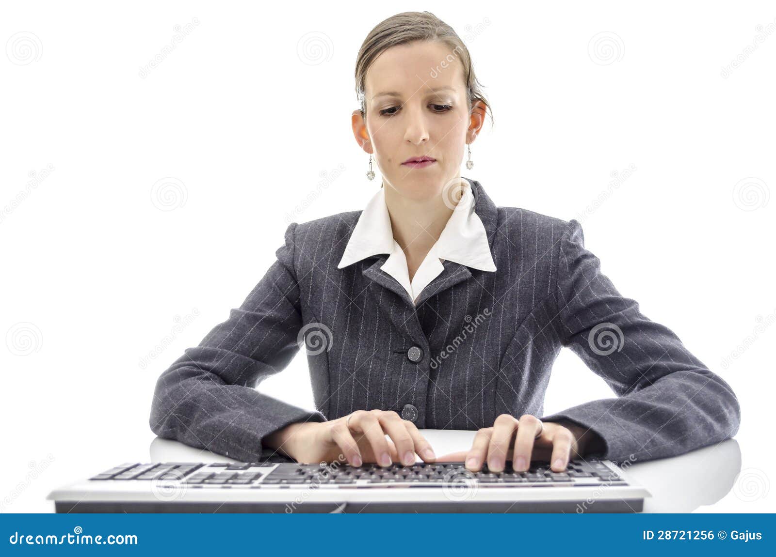 Business Woman Typing on Keyboard Stock Photo - Image of white ...