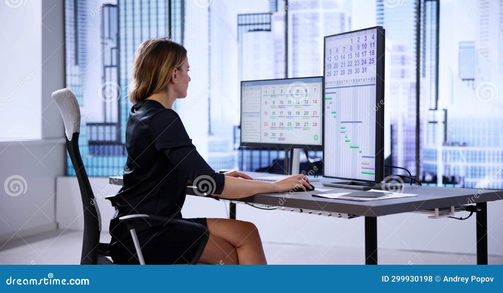 Business Woman Using Calendar Agenda Schedule Stock Photo - Image of ...