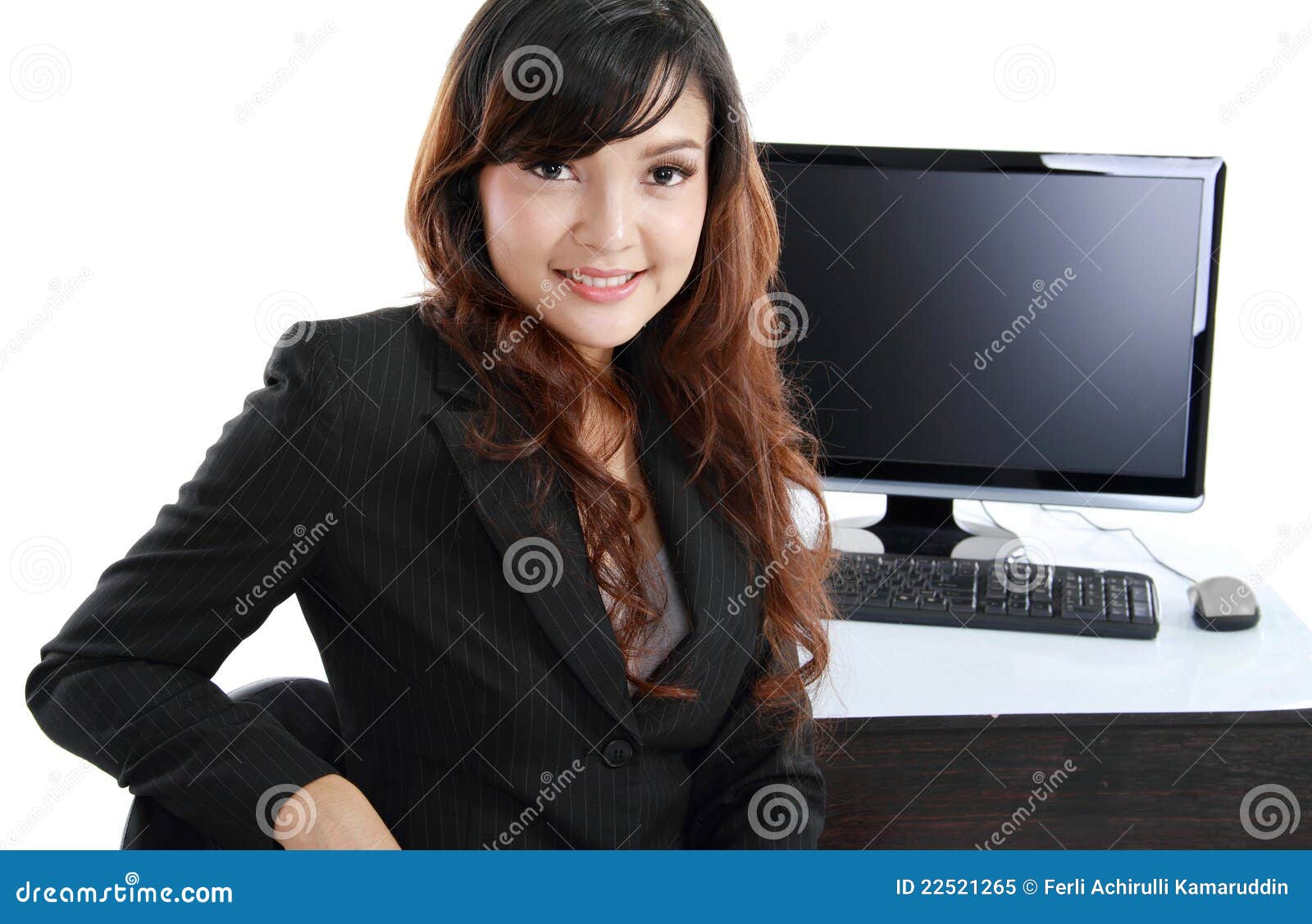 Business Woman Using Computer at Work Stock Image - Image of manager ...