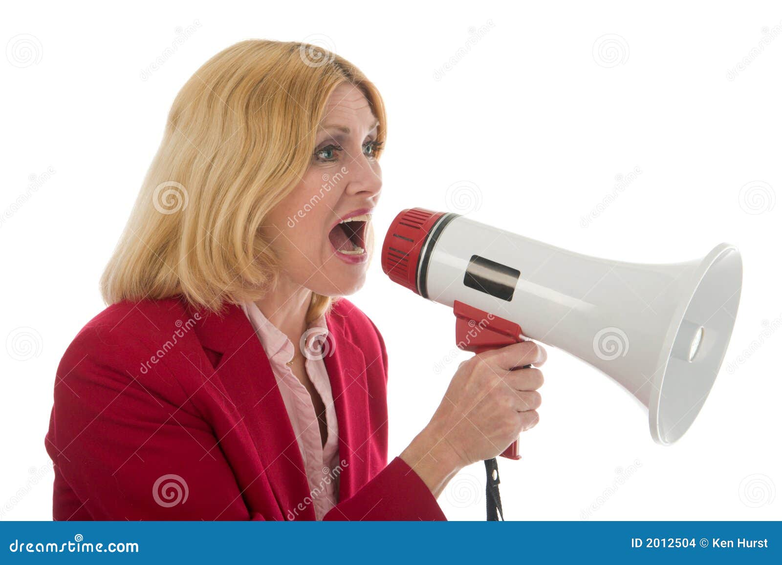 Business Woman Using Megaphone Stock Photo - Image of female, demand ...