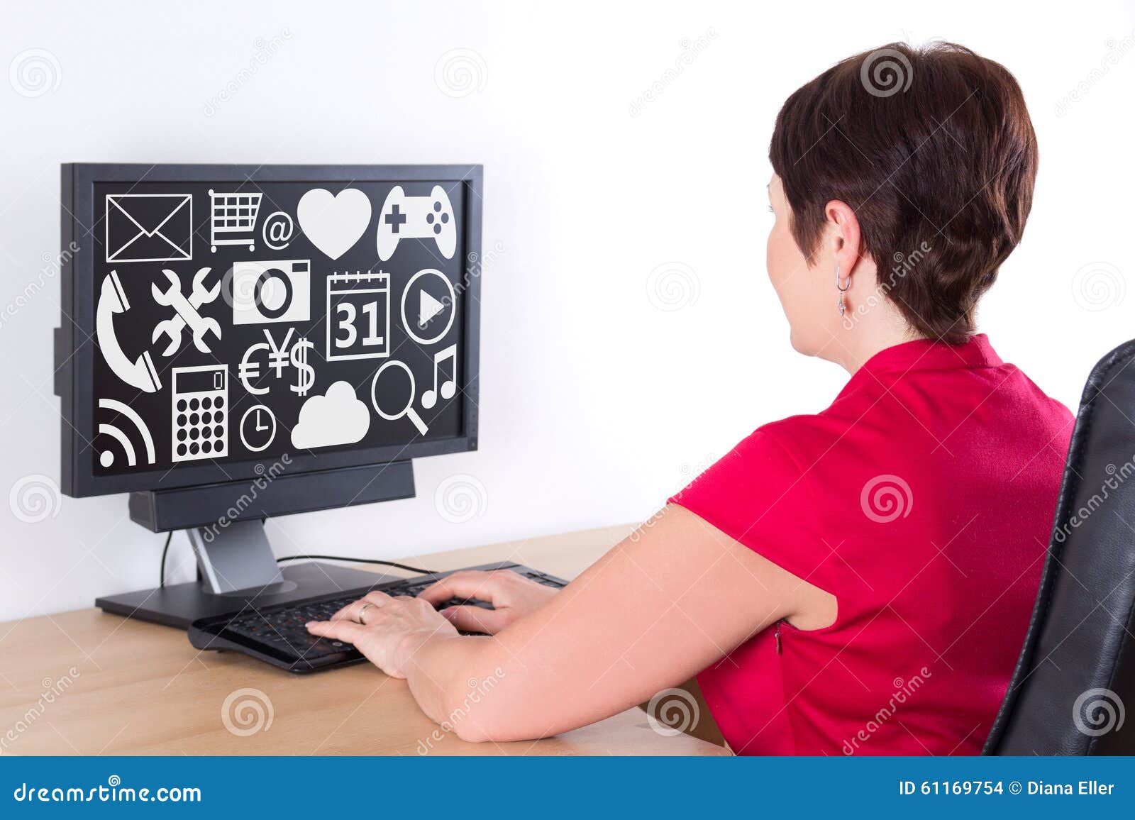 Business Woman Using Pc with Different Applications Stock Photo - Image ...