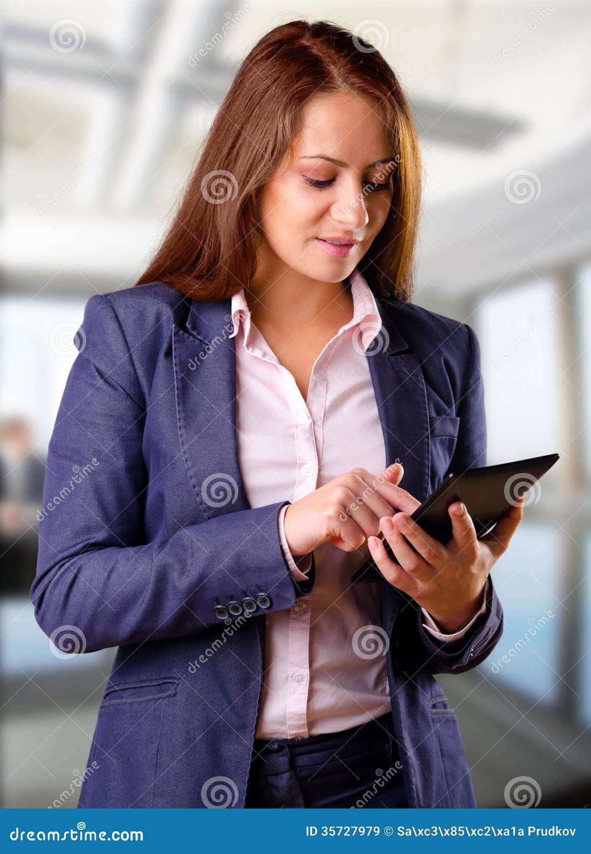 Business Woman Using Tablet Stock Image - Image of glasses, happy: 35727979