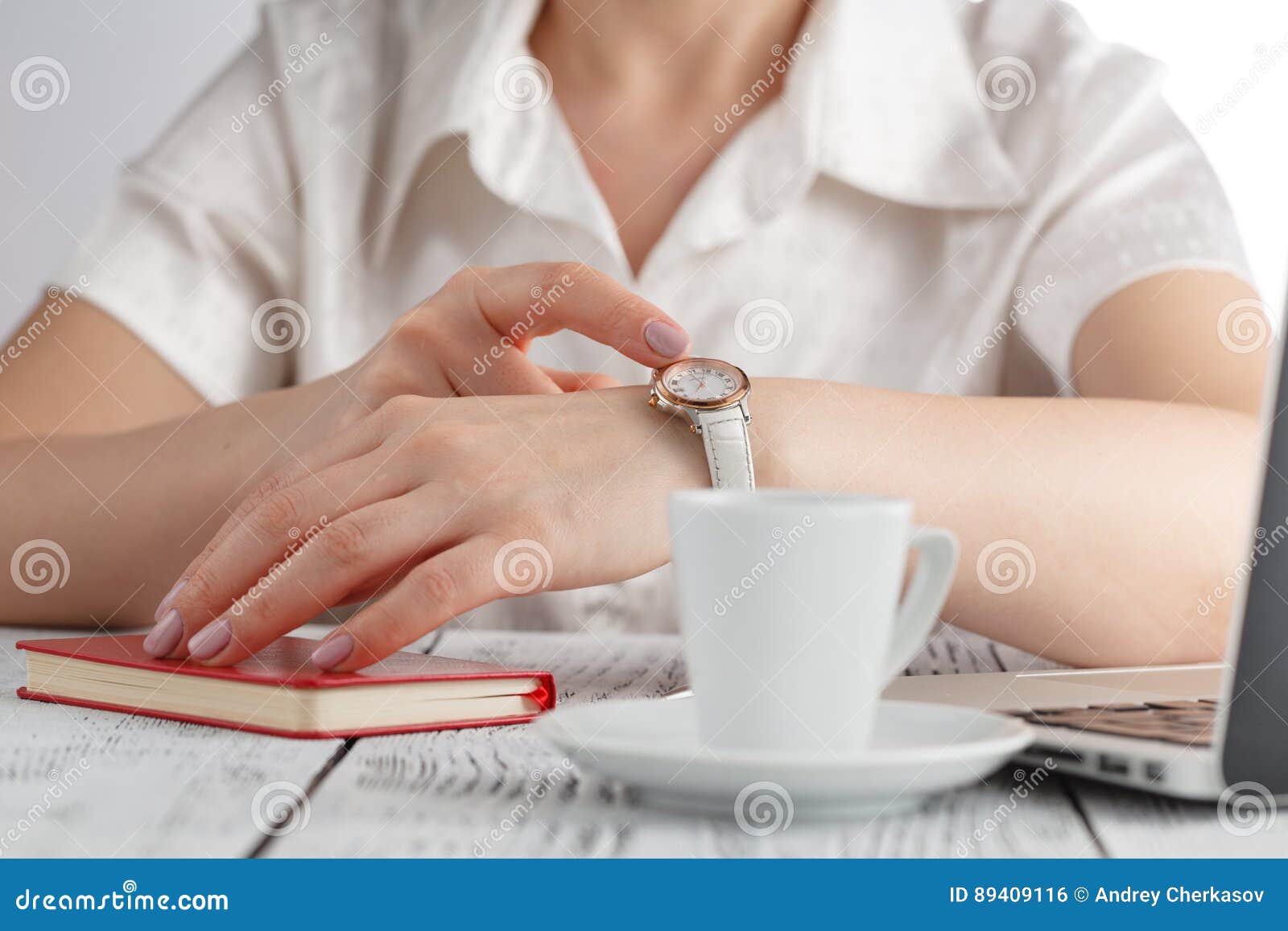 Business Woman with Watch at Office Stock Photo - Image of coffee, lady ...