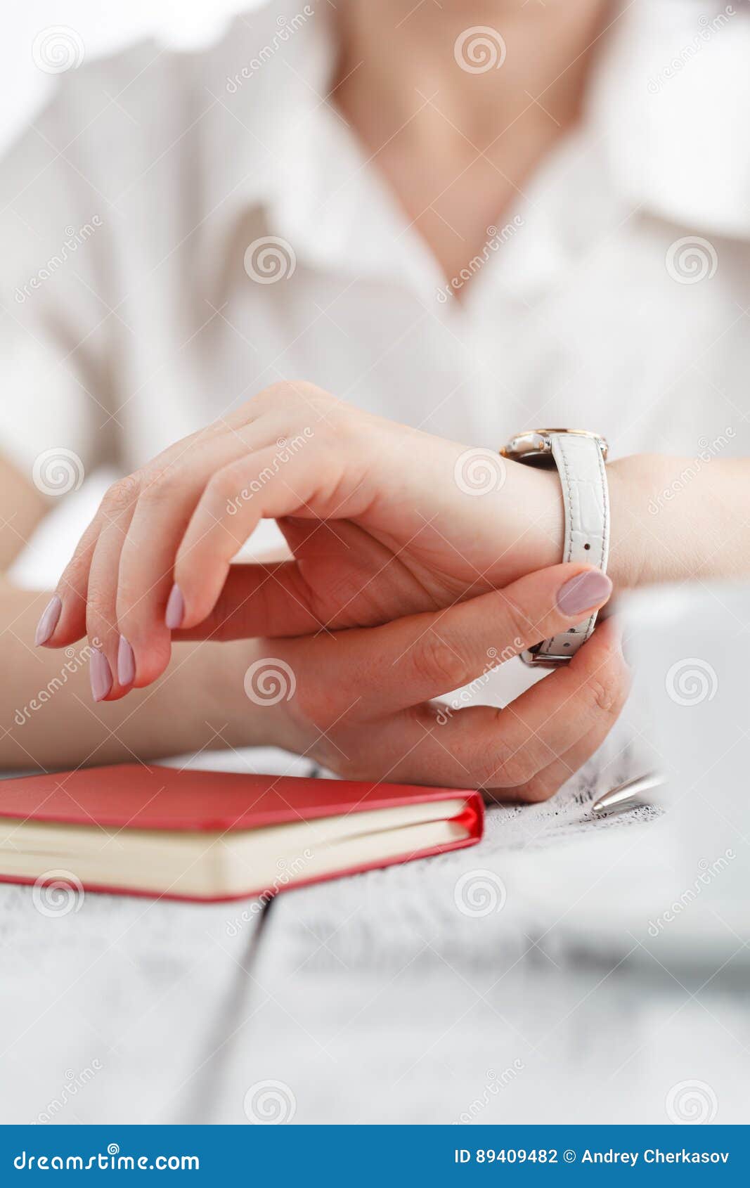 Business Woman with Watch at Office Stock Photo - Image of caucasian ...