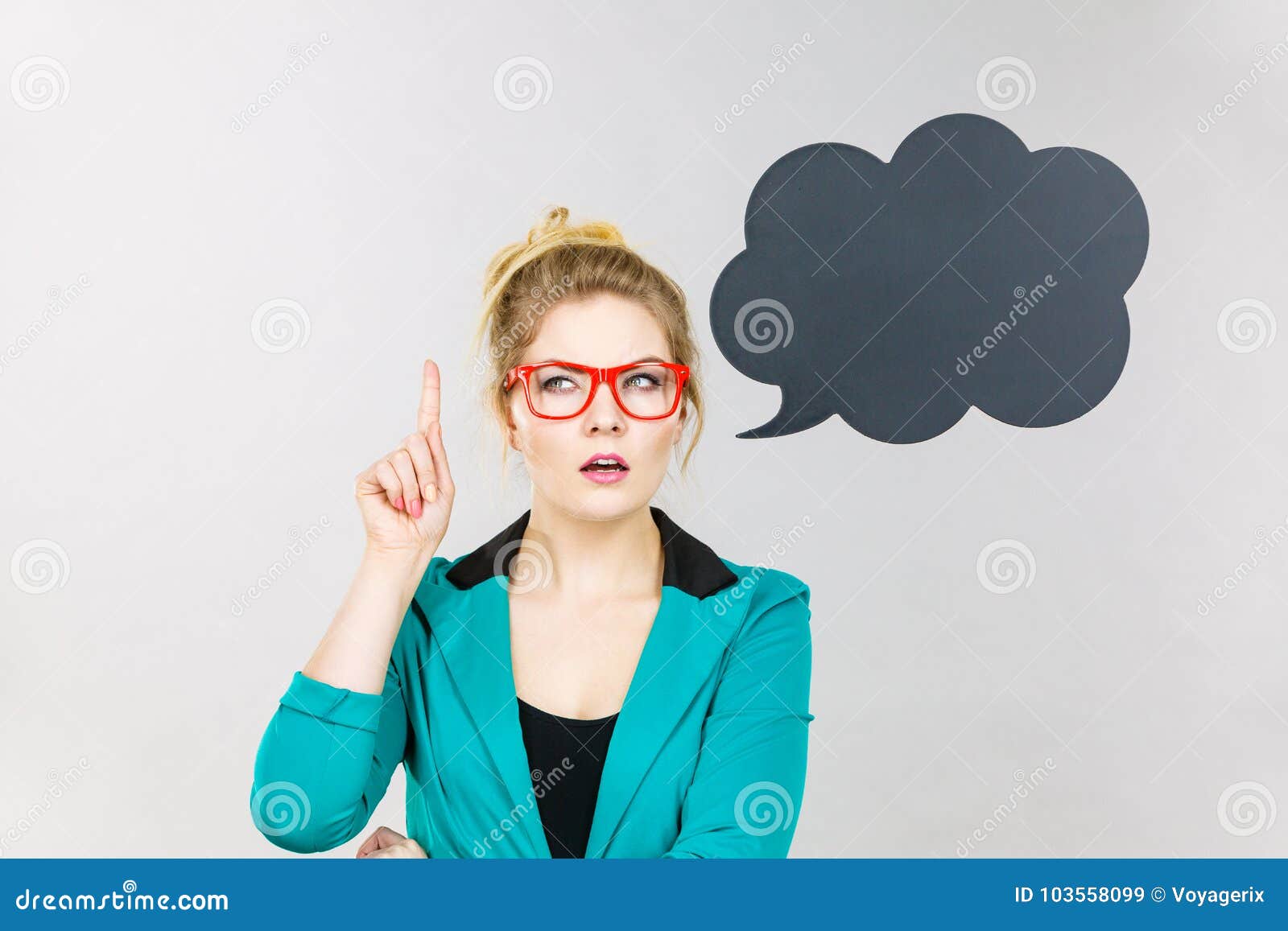 Business Woman Intensive Thinking Stock Image - Image of copyspace ...
