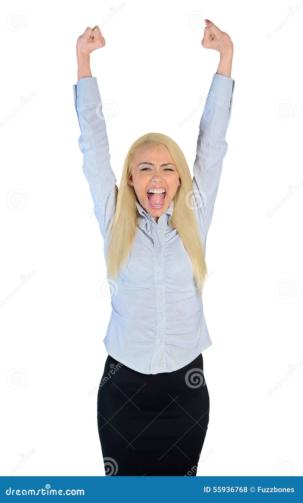 Business Woman Winner Hands Up Stock Photo - Image of girl, hand: 55936768