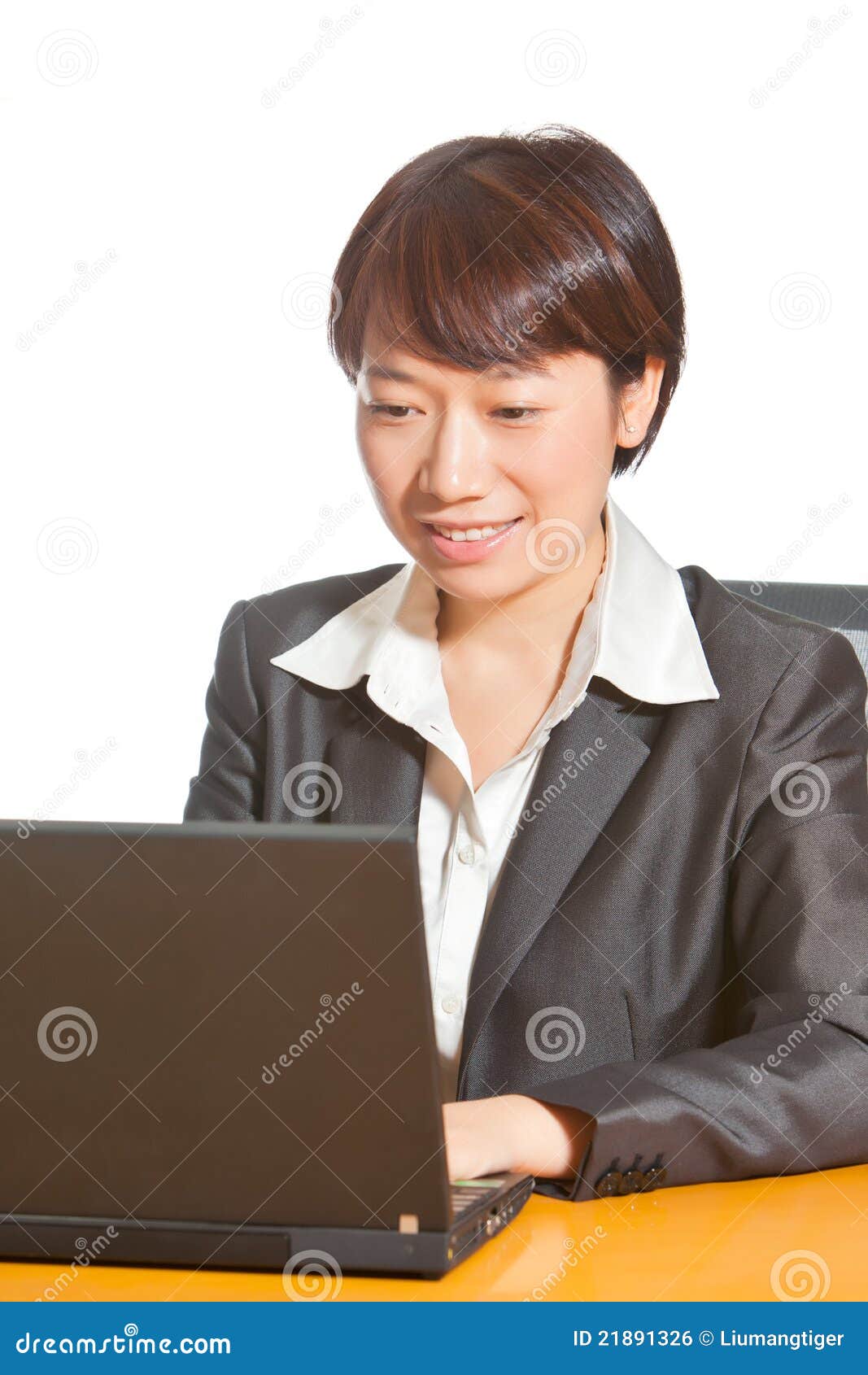 Business Woman Working on Computer Stock Photo - Image of happiness ...