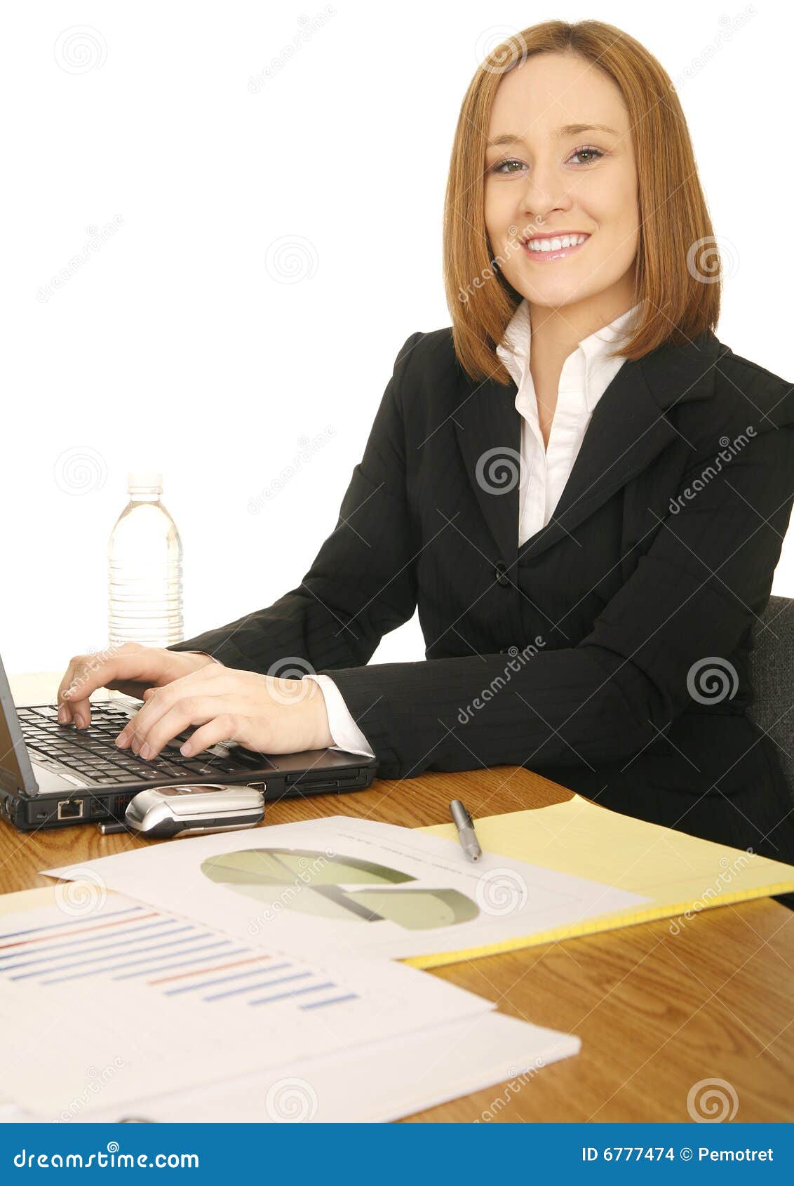 Business Woman Working with Computer Stock Photo - Image of friendly ...