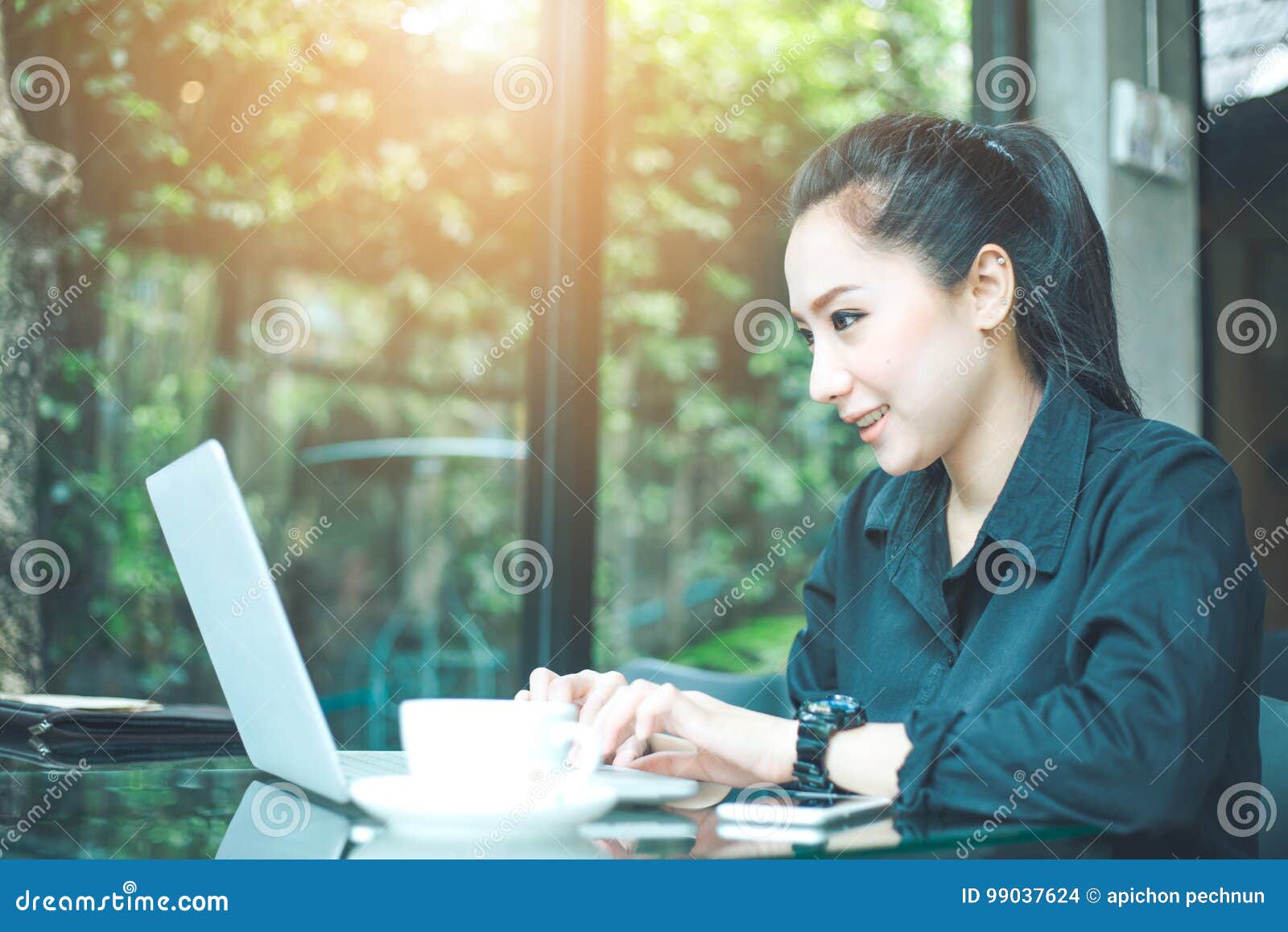 Business Woman Working Computer in Office. Stock Photo - Image of ...