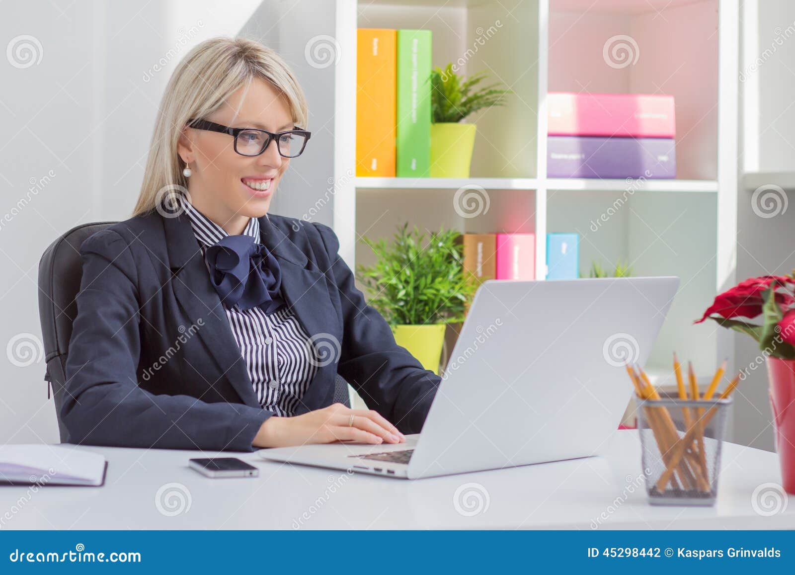 Business Woman Working with Computer Stock Photo - Image of corporate ...
