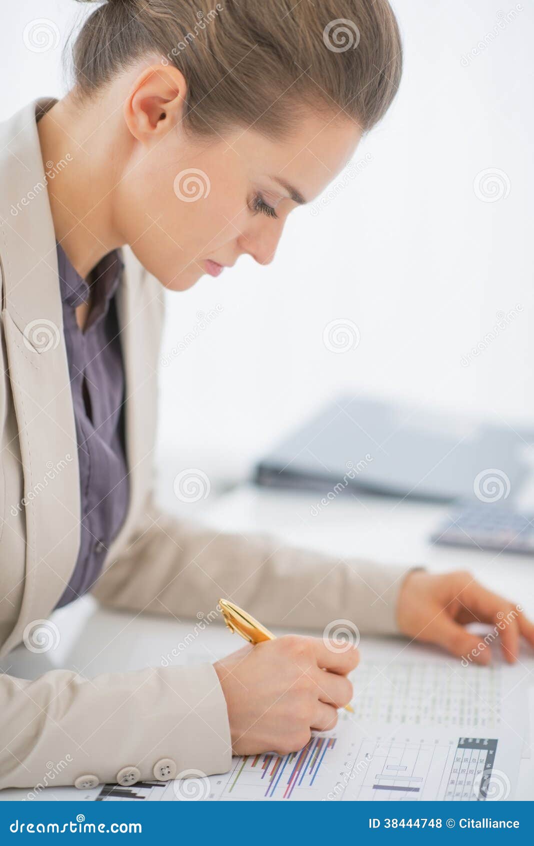 Business Woman Working with Documents Stock Photo - Image of workplace ...