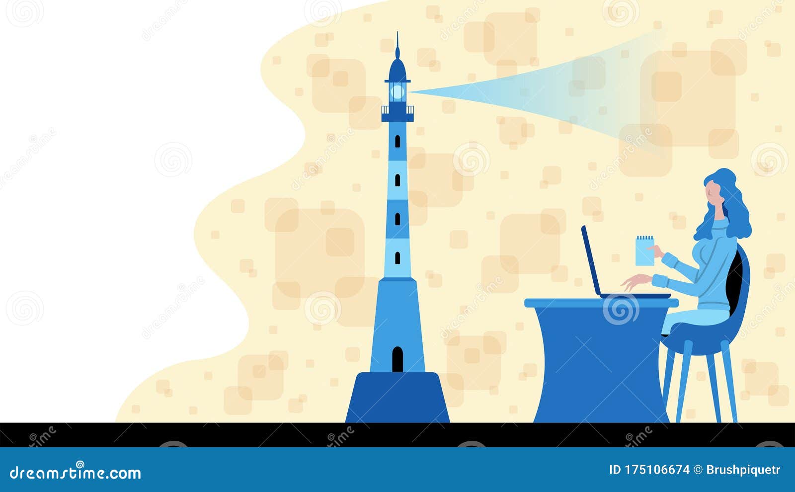 Working Lighthouse On Seashore Cartoon Vector | CartoonDealer.com ...