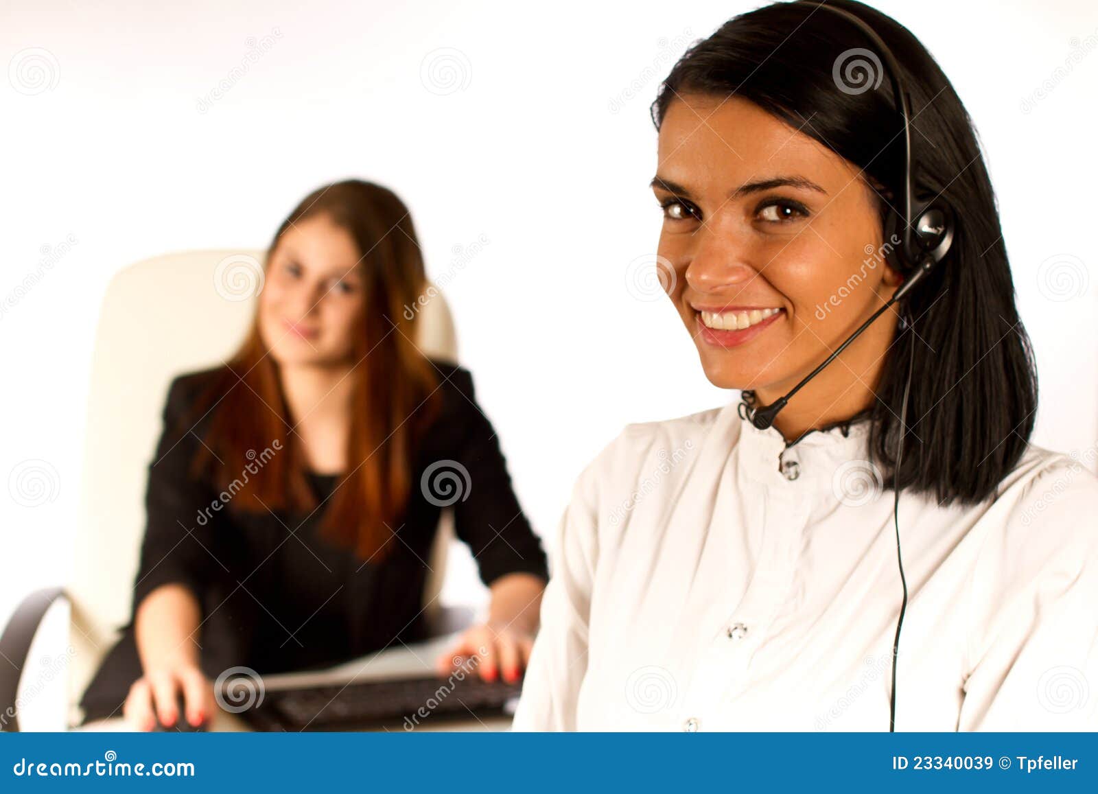 Business Woman Working with Headset Stock Image - Image of occupation ...