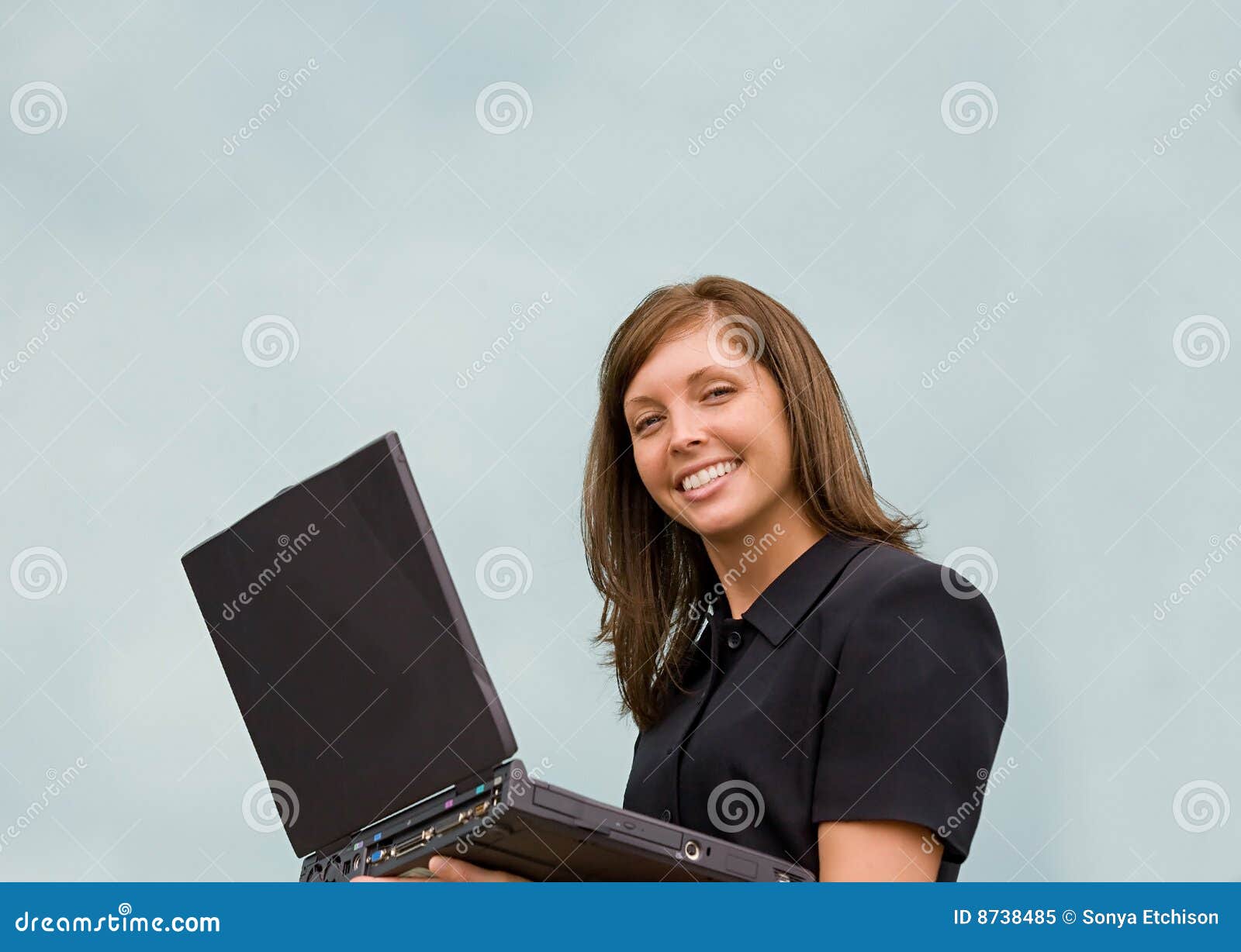 Business Woman Working on Laptop Stock Image - Image of laptop, girl ...