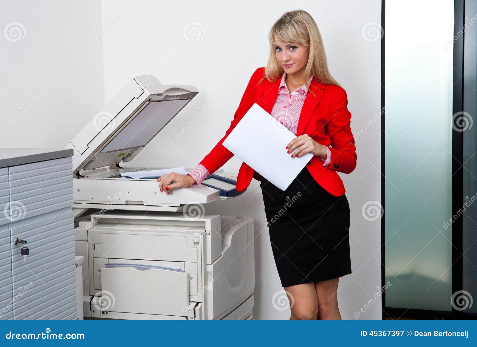 Business Woman Working on Office Printer Stock Image - Image of lady ...