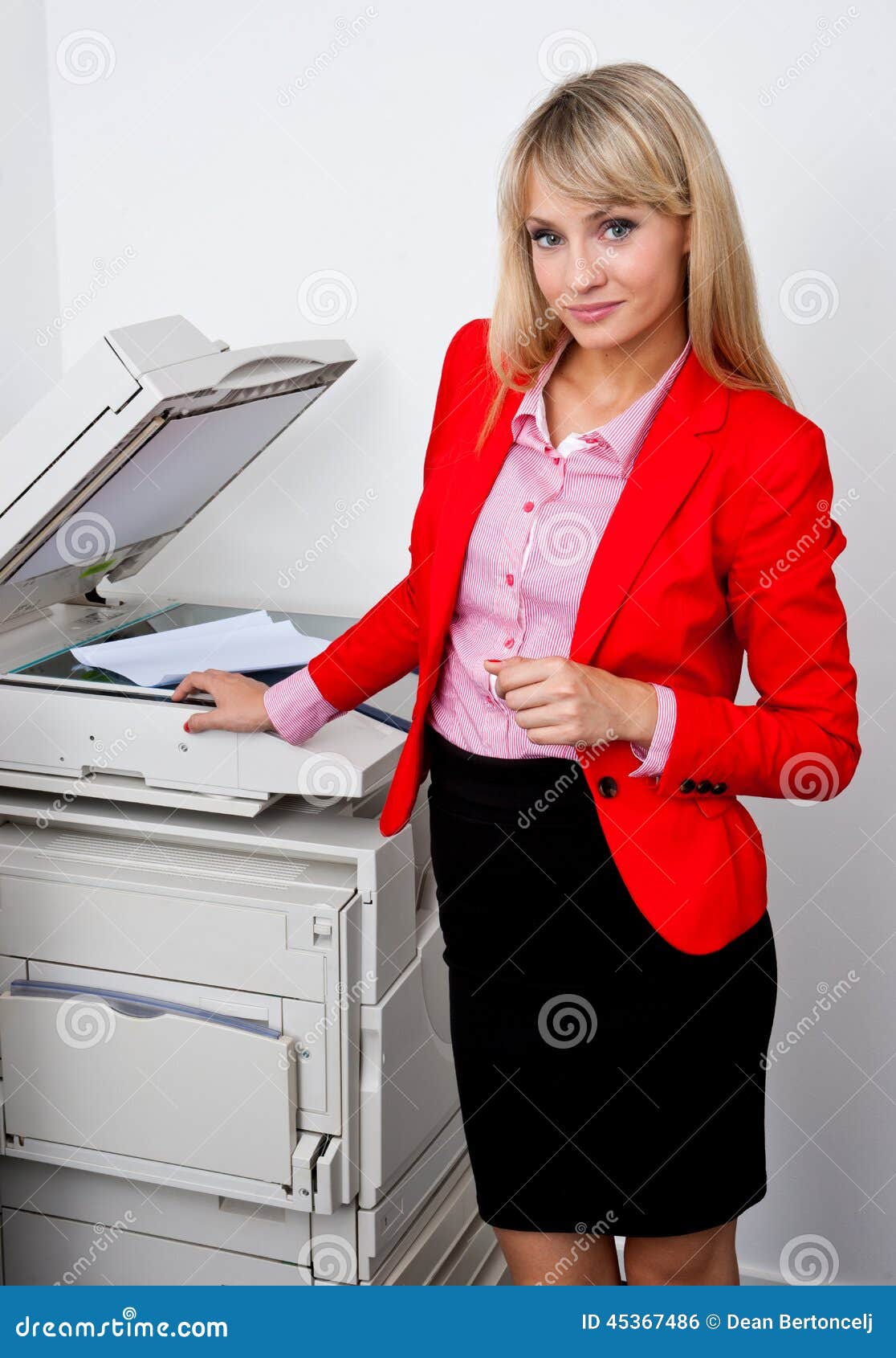 Business Woman Working on Office Printer Stock Photo - Image of ...