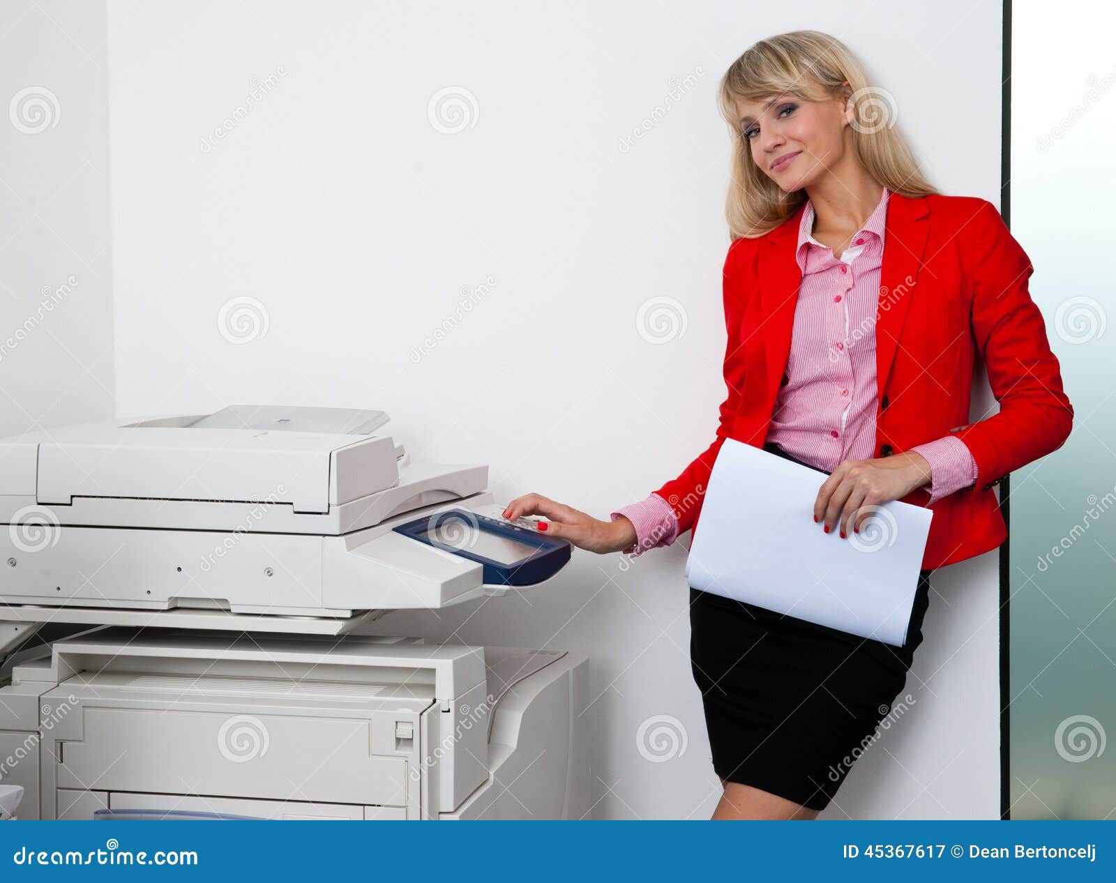 Business Woman Working on Office Printer Stock Image - Image of ...