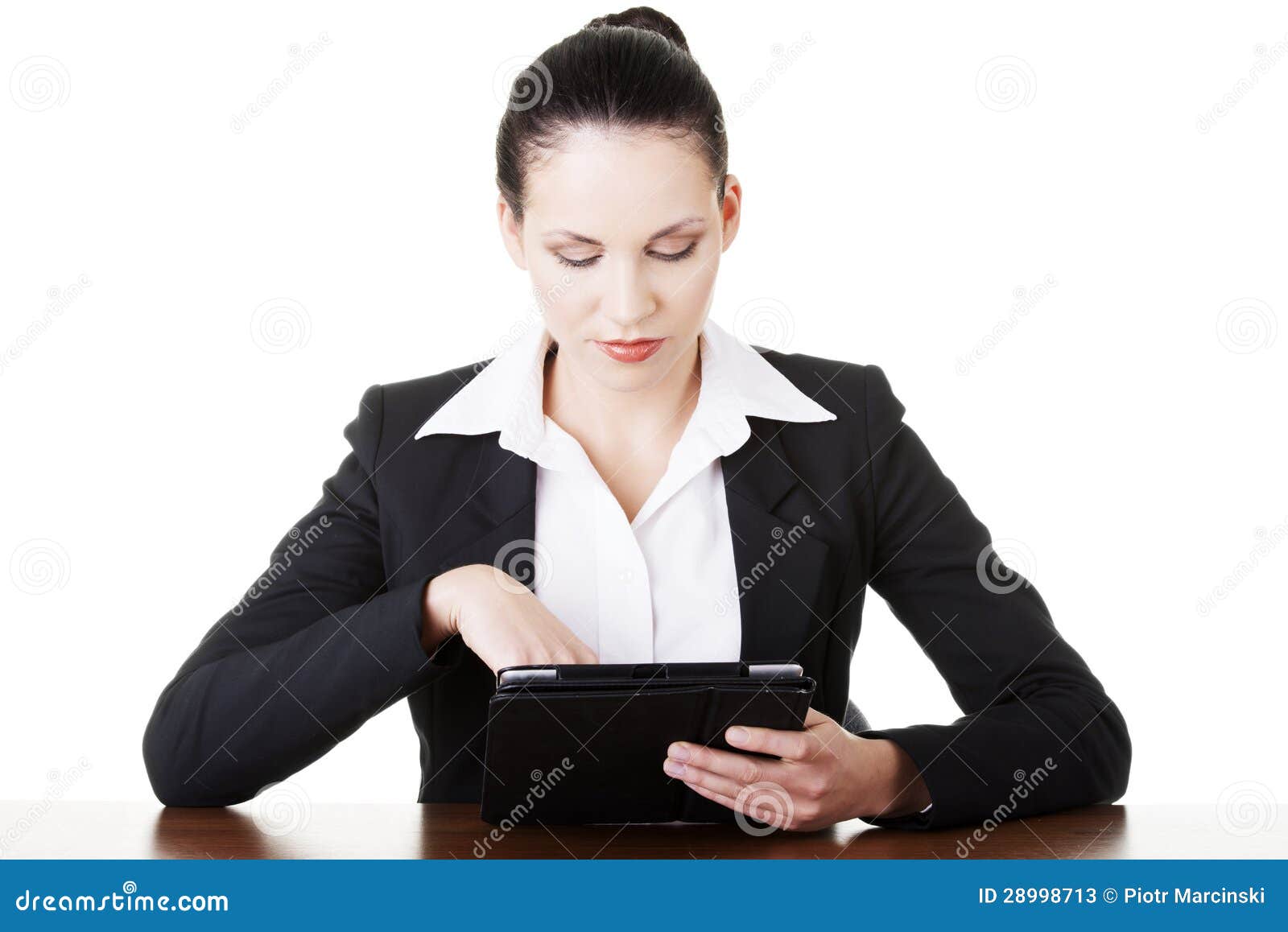 Business Woman Working on Tablet Computer Stock Image - Image of ...