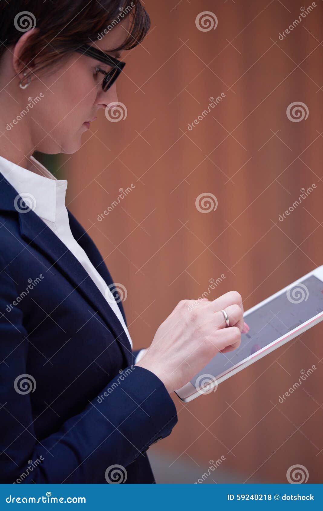 Business Woman Working on Tablet Stock Photo - Image of businesswoman ...