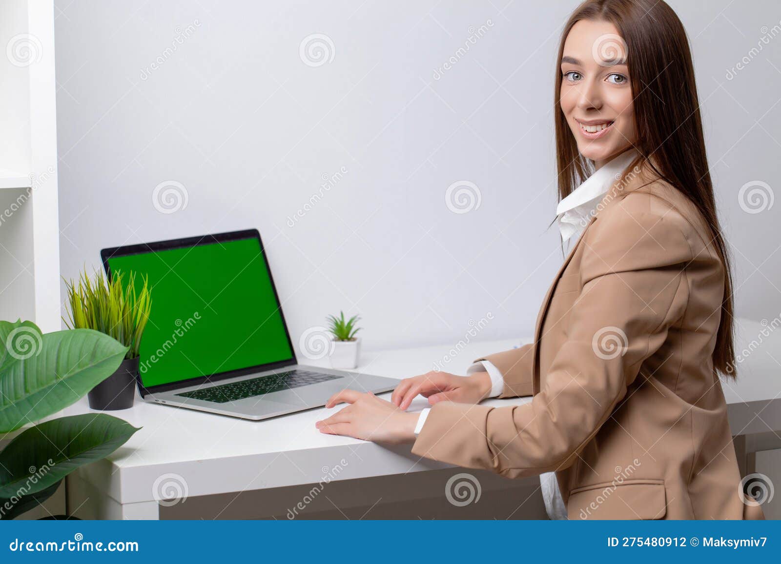 Business Woman Working Using Computer Laptop Concentrated and Smiling ...
