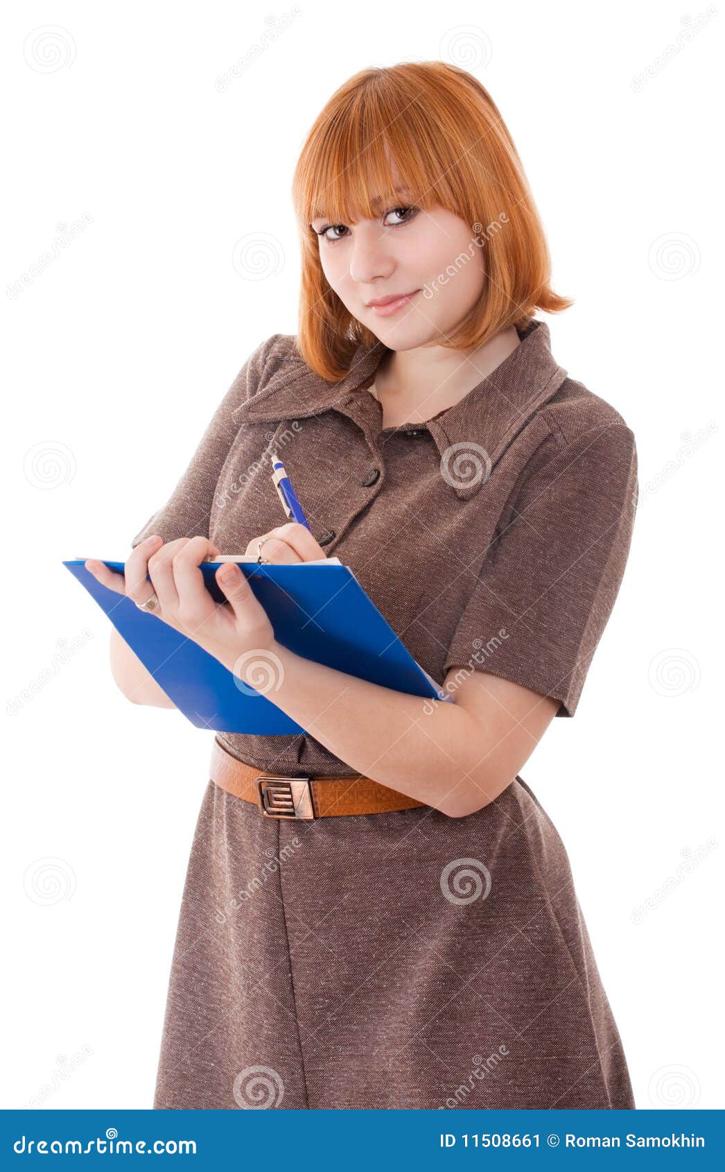 Business Woman Write on Folder Stock Image - Image of friendly ...