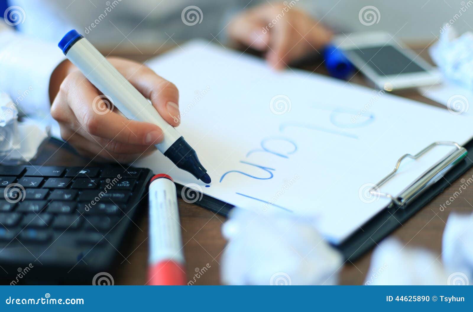 Business Woman Writing Blank Plan Stock Photo - Image of sketch, office ...