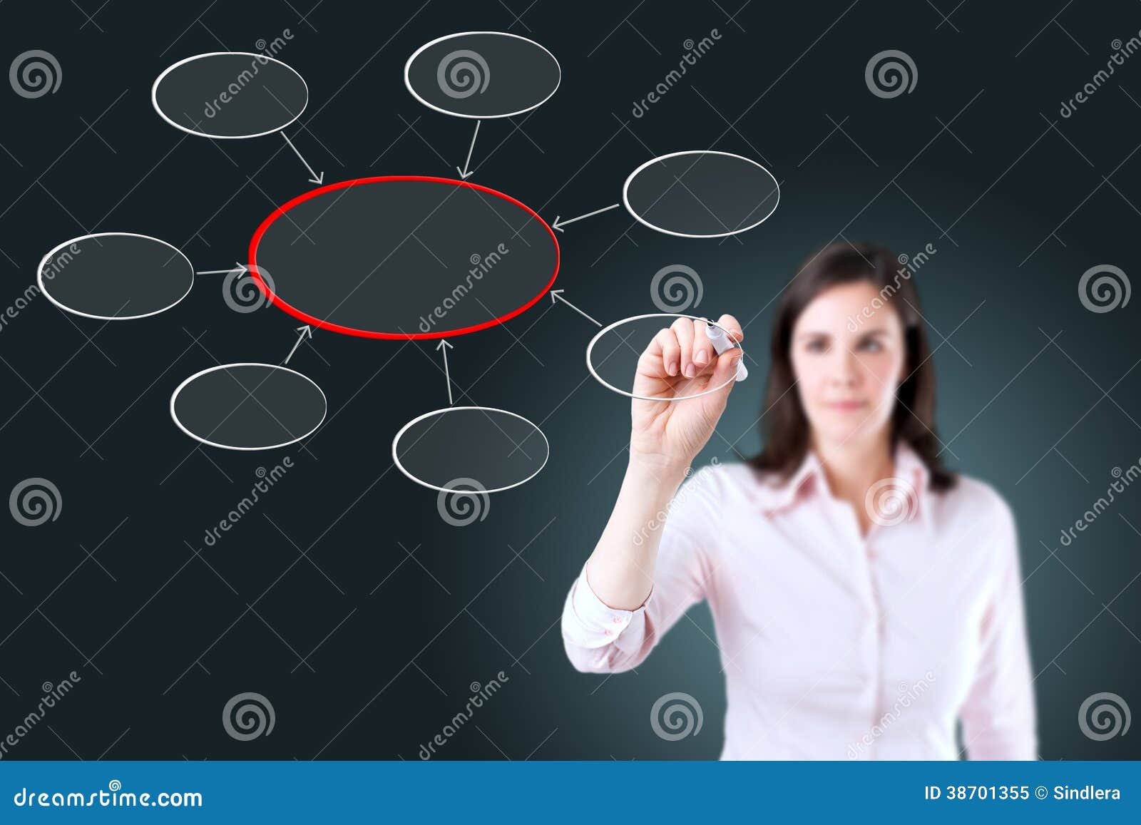 Business Woman Writing Diagram of Centralization Stock Image - Image of ...