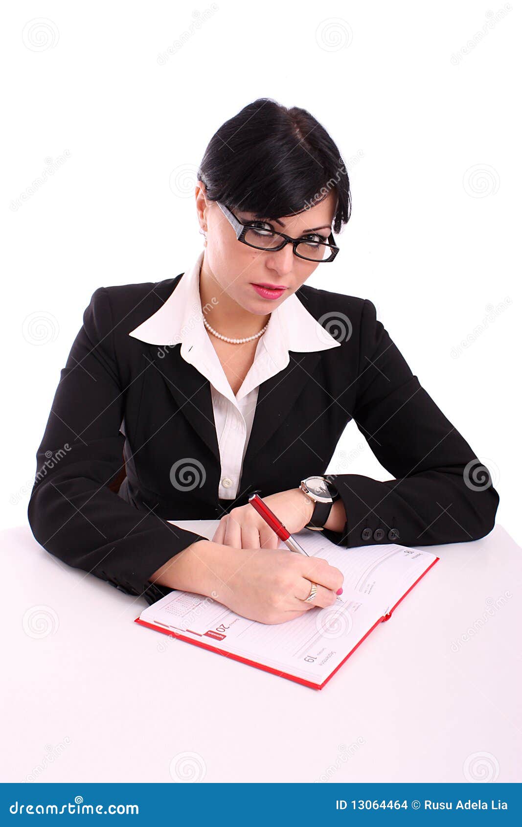 Business Woman Writing at Her Desk Stock Photo - Image of interview ...